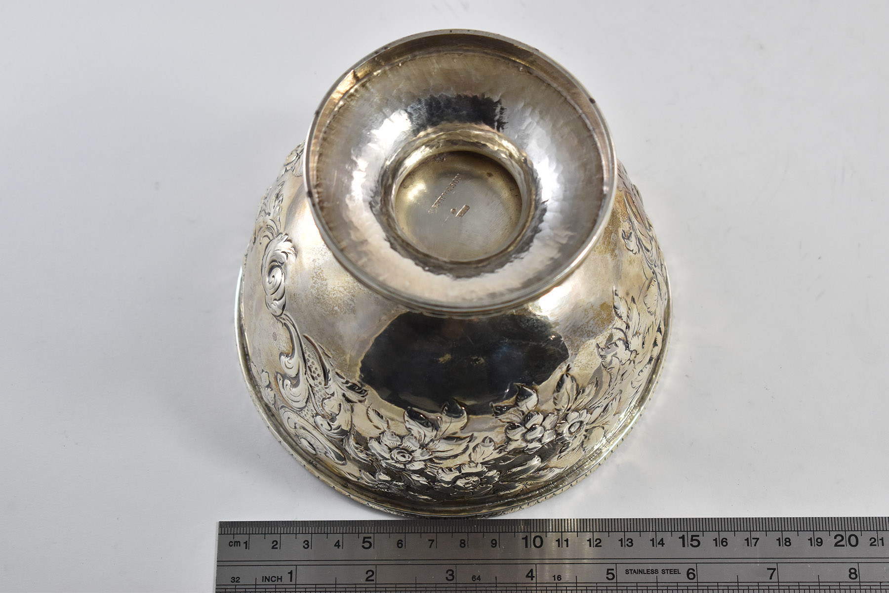 Coin Silver S Kirk & Son Stieff 11oz Repousse Rose Scroll Punch Bowl ...