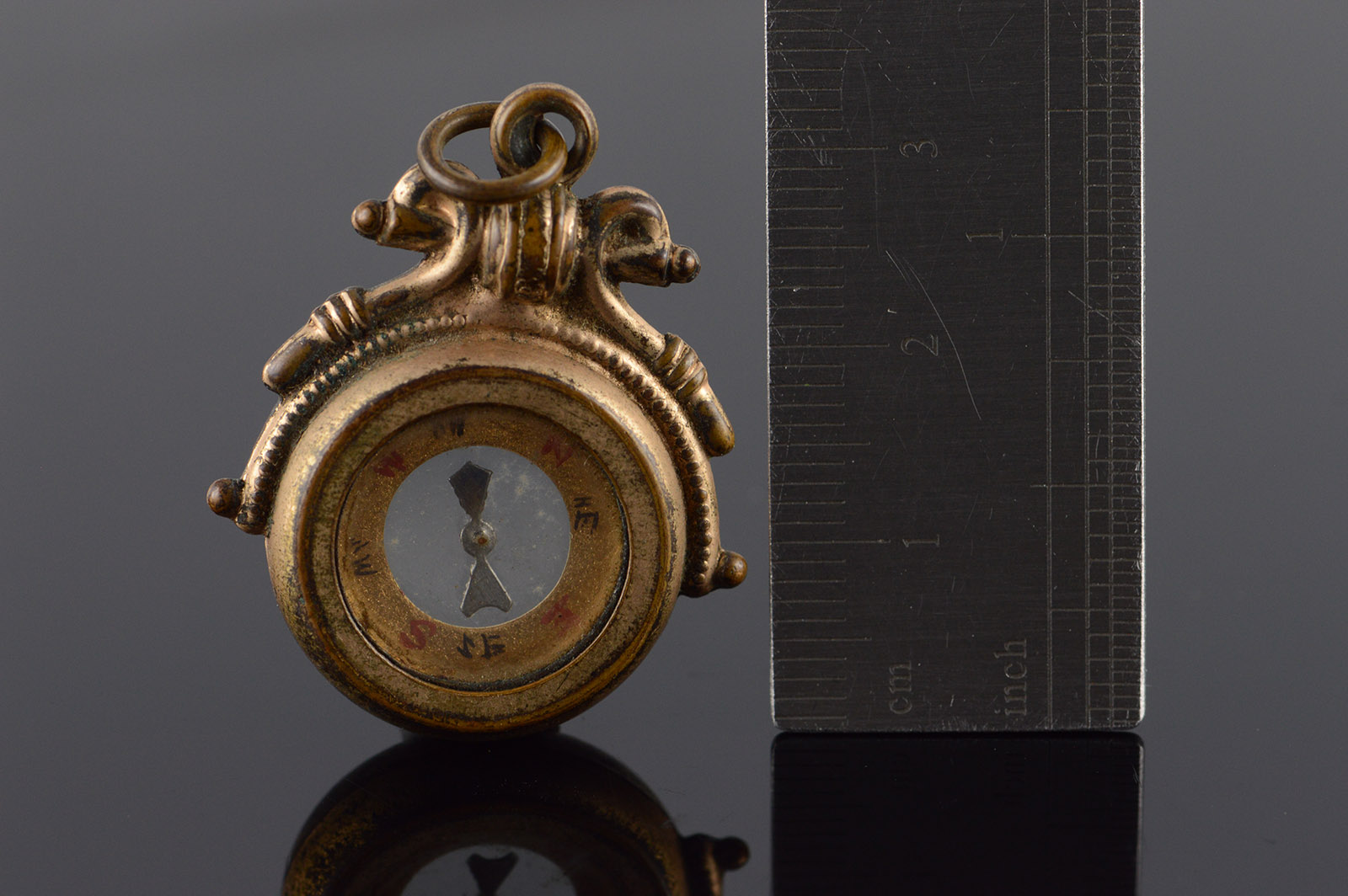 Gold filled 27mm Vintage Compass Watch Fob / Pendant | Property Room