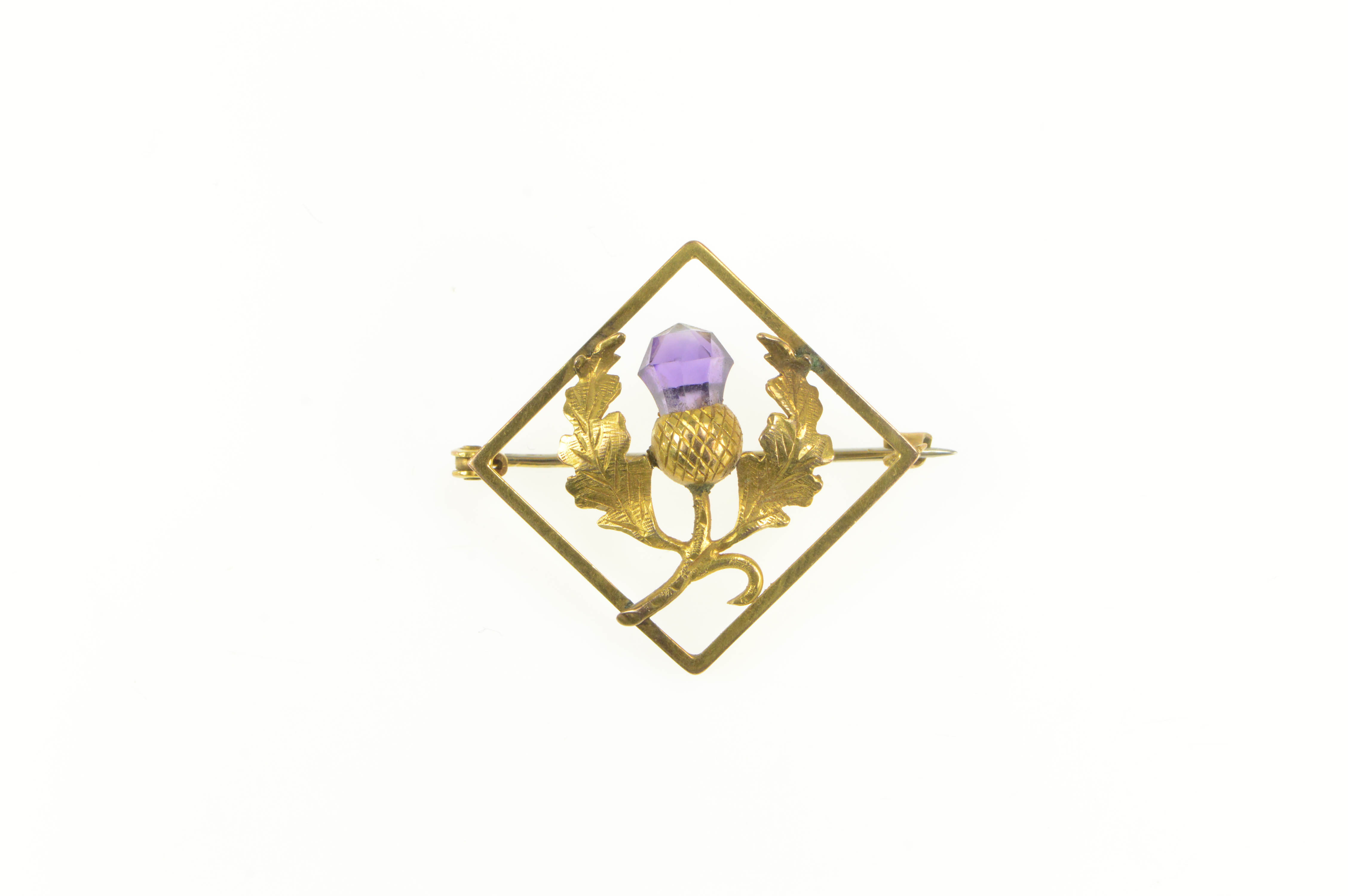 Gold Filled Amethyst Irish Thistle Strength Symbol Retro Pin/Brooch ...