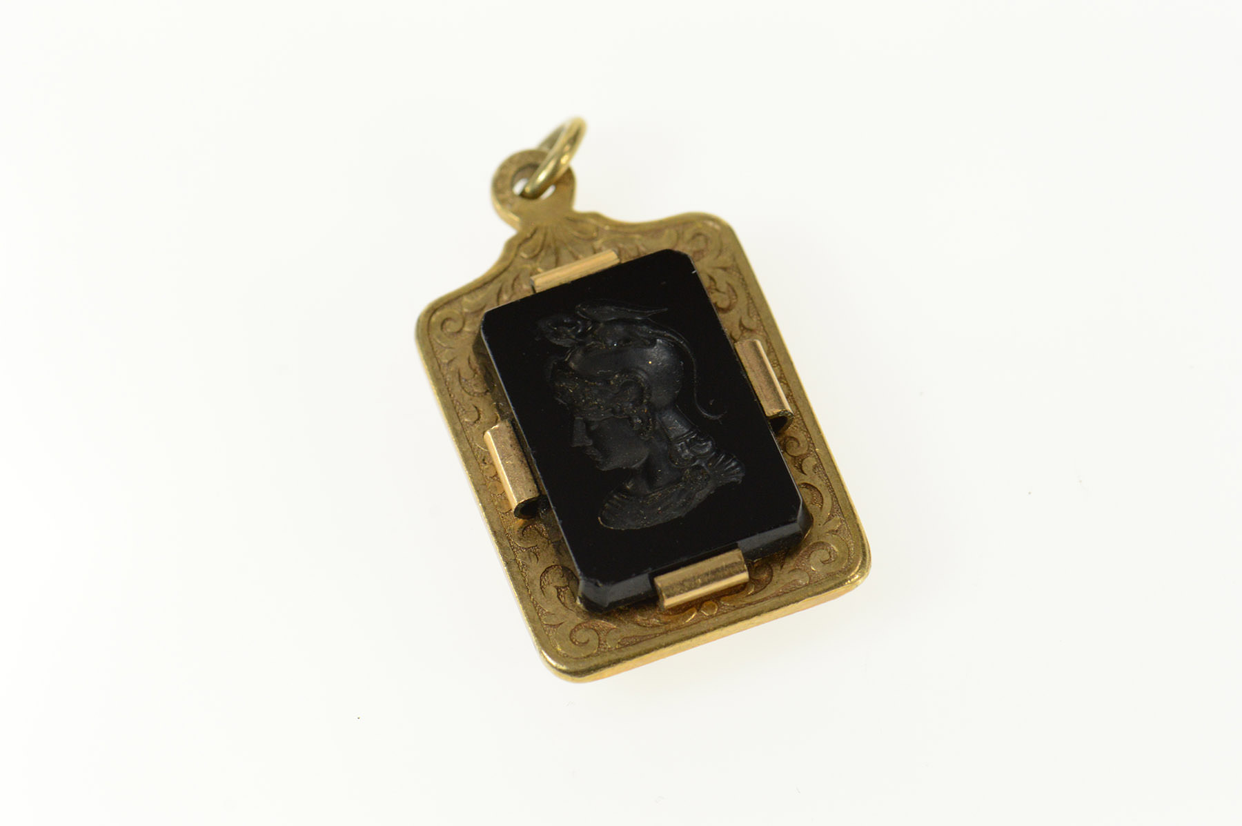 Gold Filled Black Onyx Carnelian Roman Soldier Chariot Charm/Pendant ...