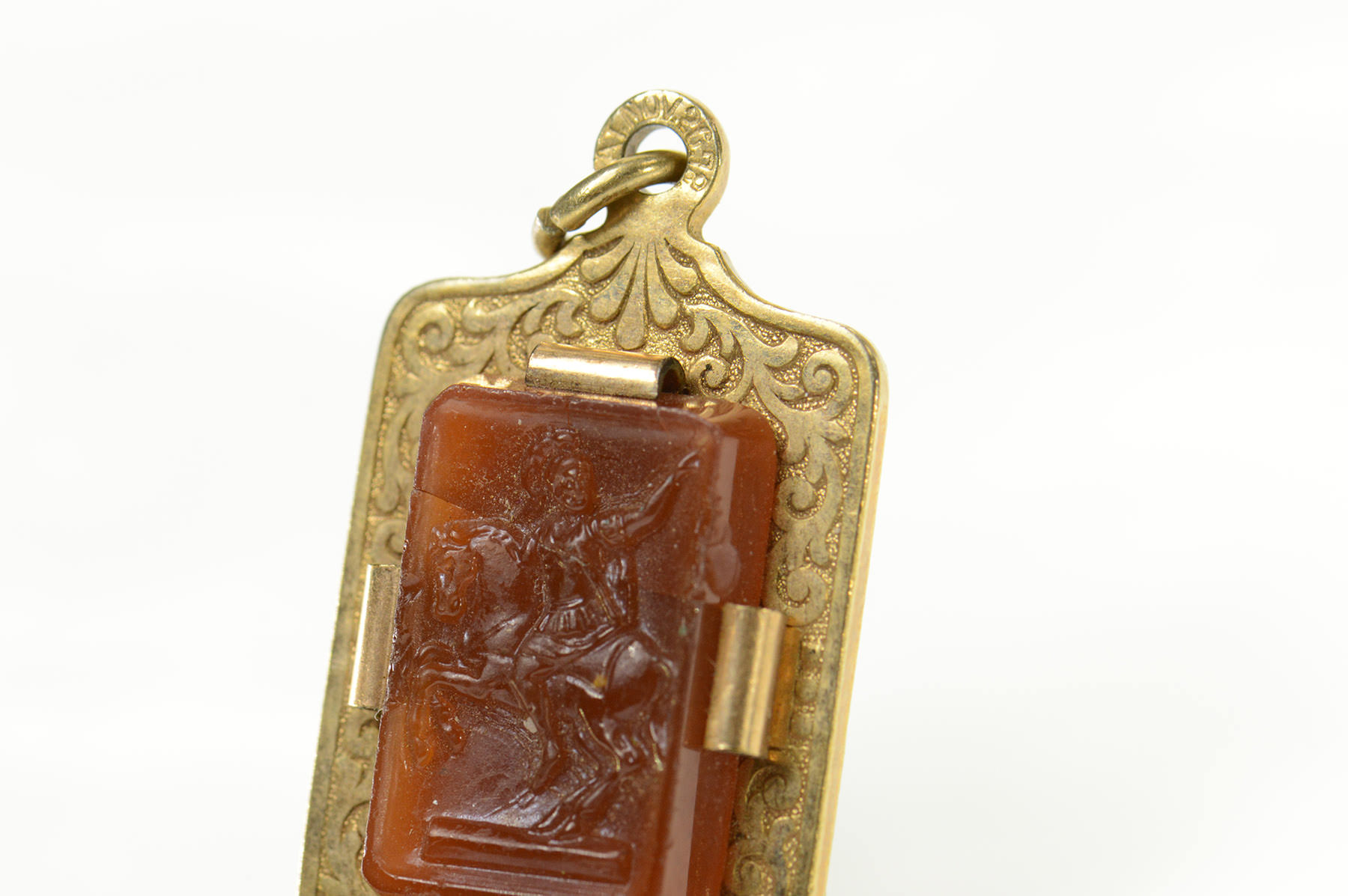 Gold Filled Black Onyx Carnelian Roman Soldier Chariot Charm/Pendant ...