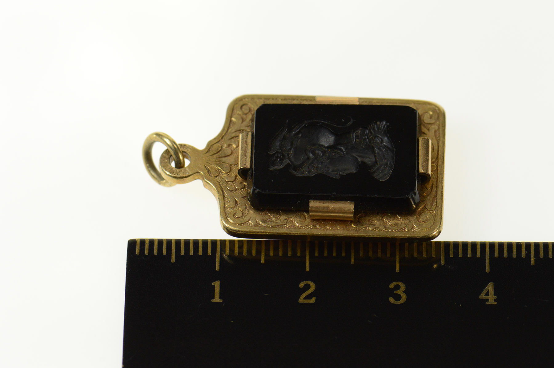 Gold Filled Black Onyx Carnelian Roman Soldier Chariot Charm/Pendant ...