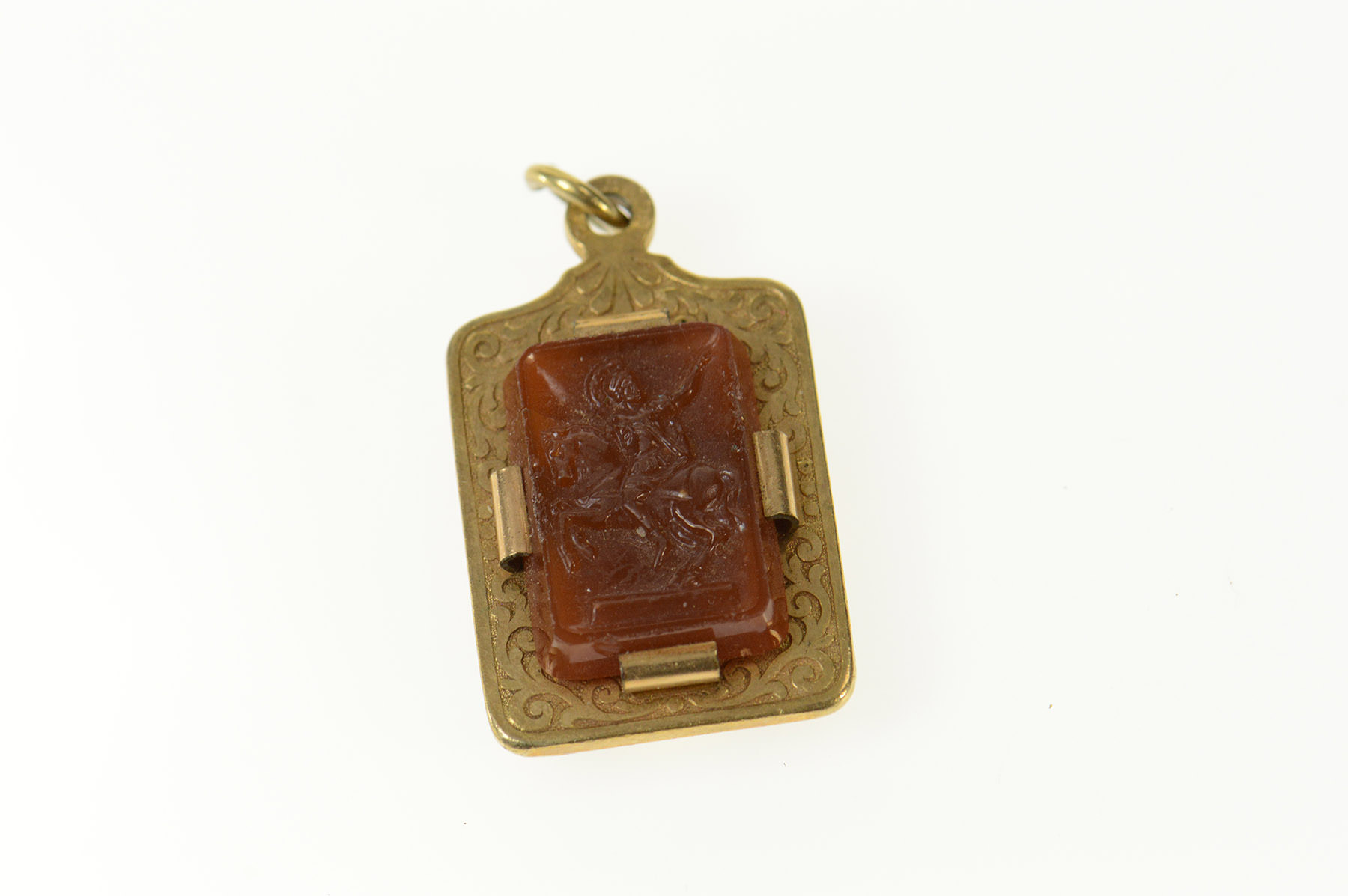 Gold Filled Black Onyx Carnelian Roman Soldier Chariot Charm/Pendant ...