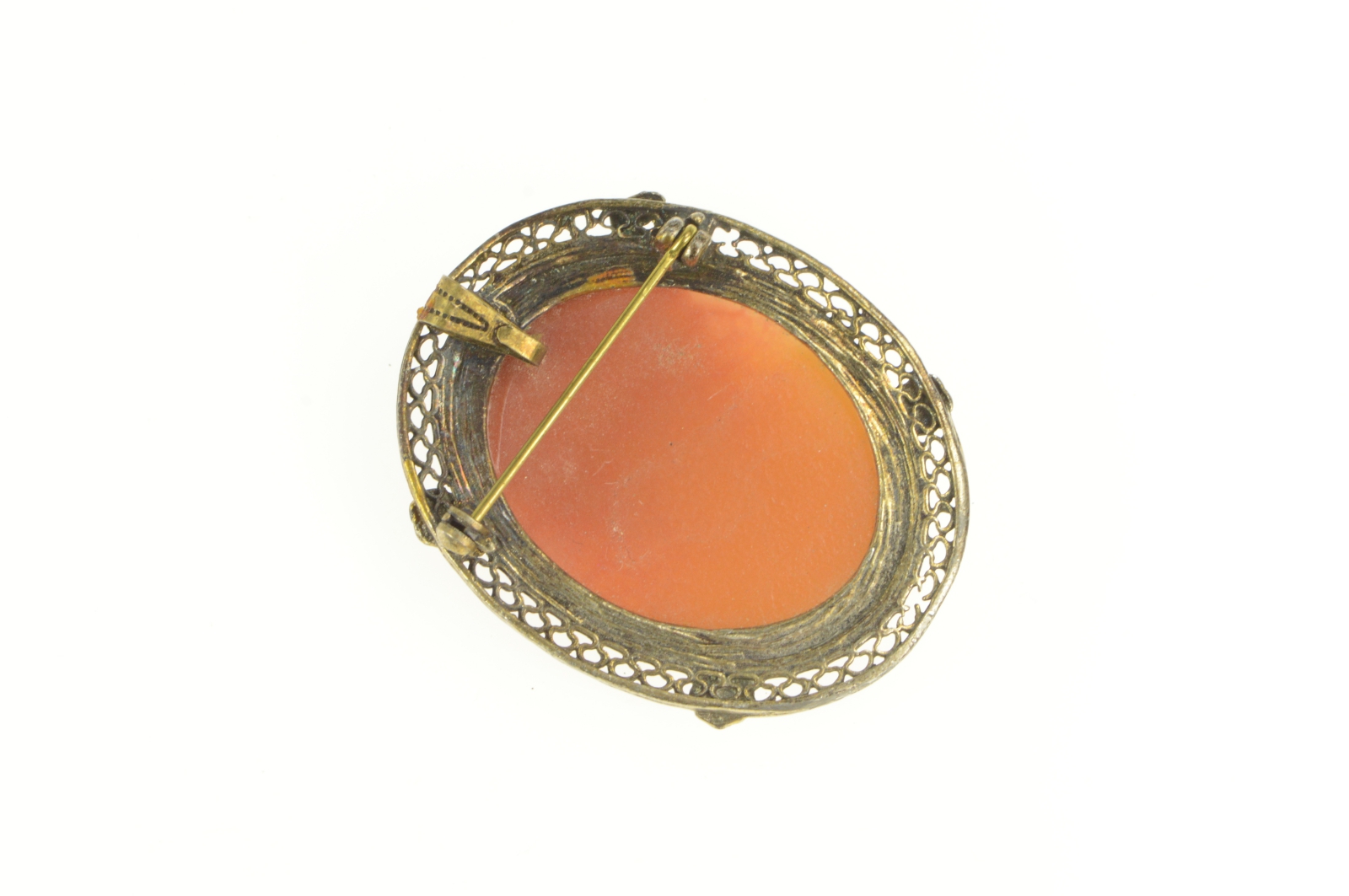 Gold Filled Carved Shell Cameo Ornate Floral Filigree Trim Pin/Brooch ...