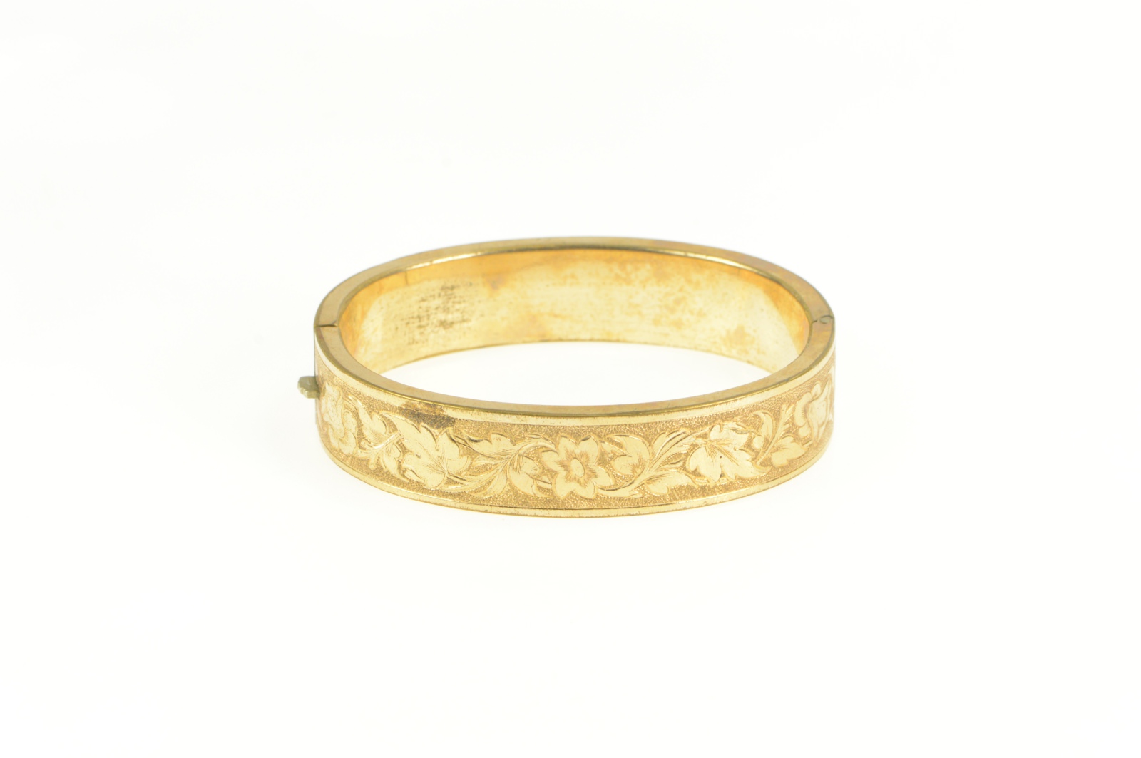 Gold Filled Elaborate Floral Leaf Vine Pattern Bangle Bracelet 6" | Property Room