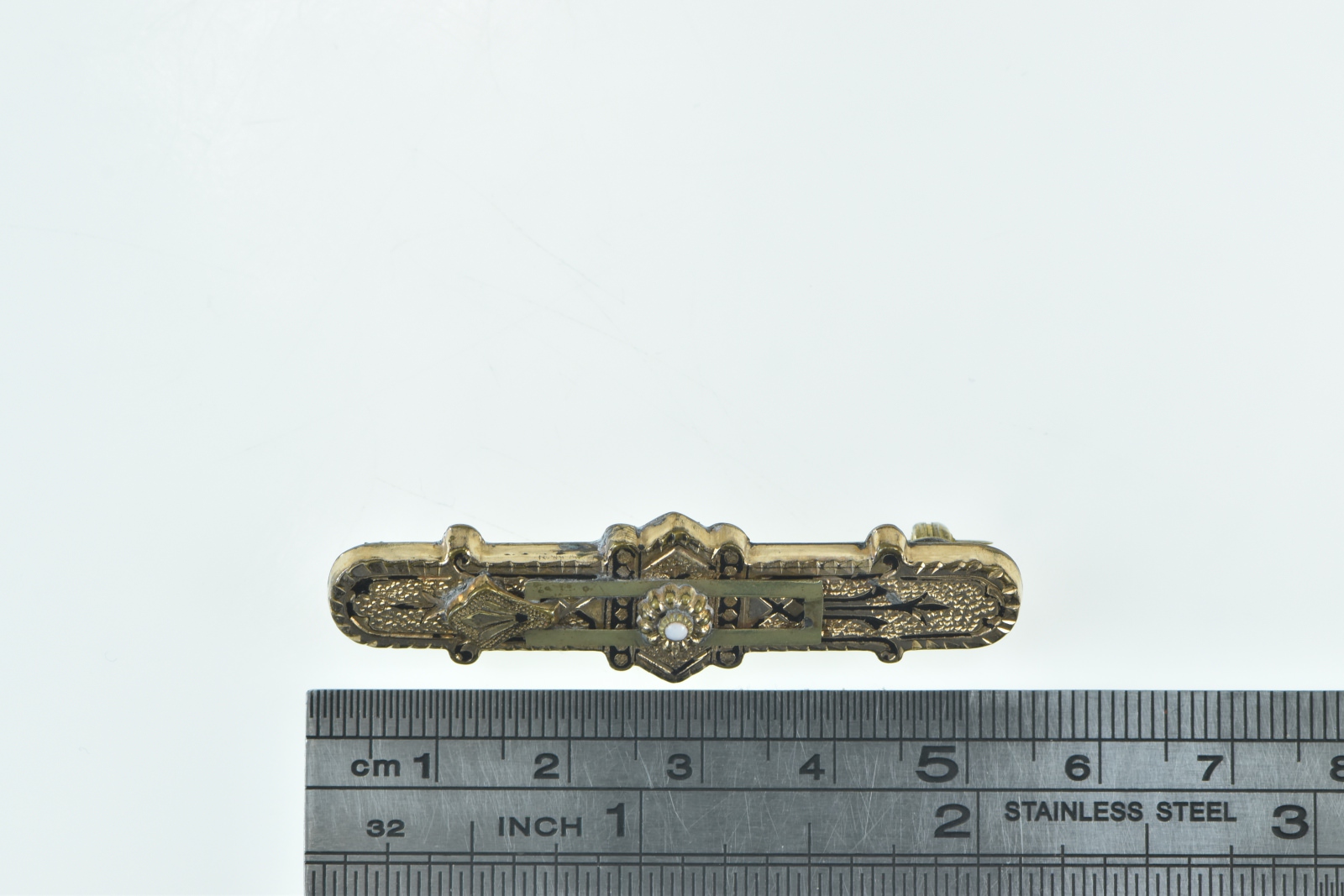 Gold Filled Elaborate Victorian Seed Pearl Enamel Bar Pin/Brooch ...