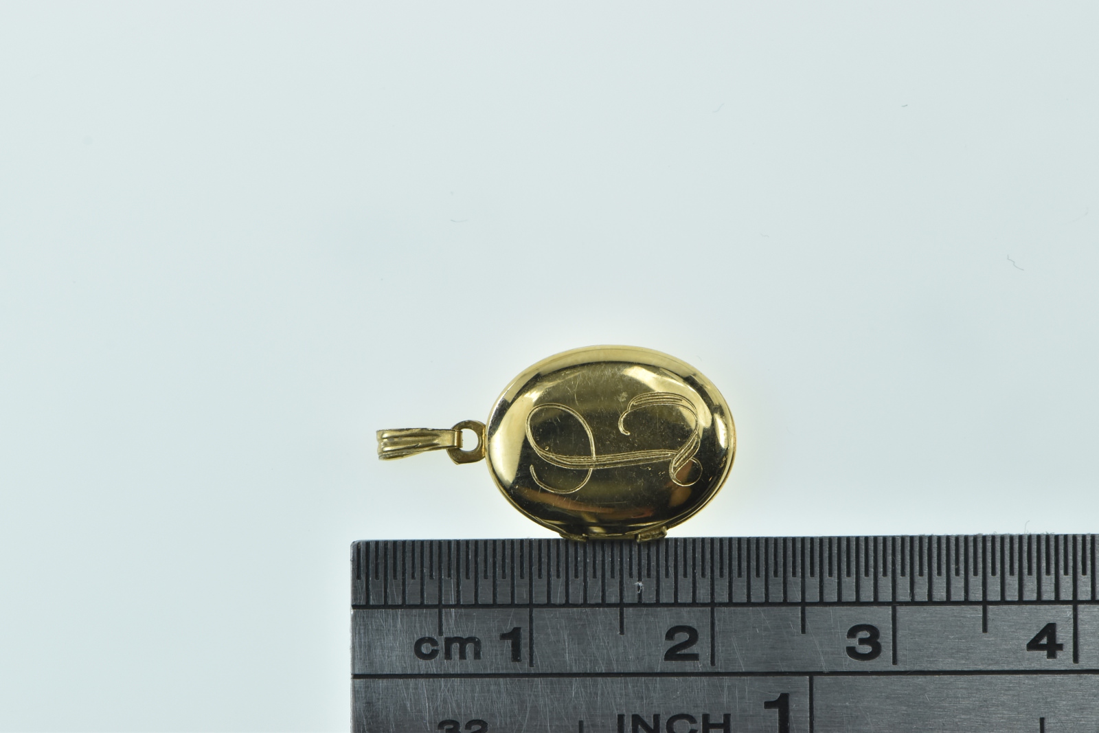 Gold Filled L Cursive Monogram Letter Photo Locket Pendant | Property Room