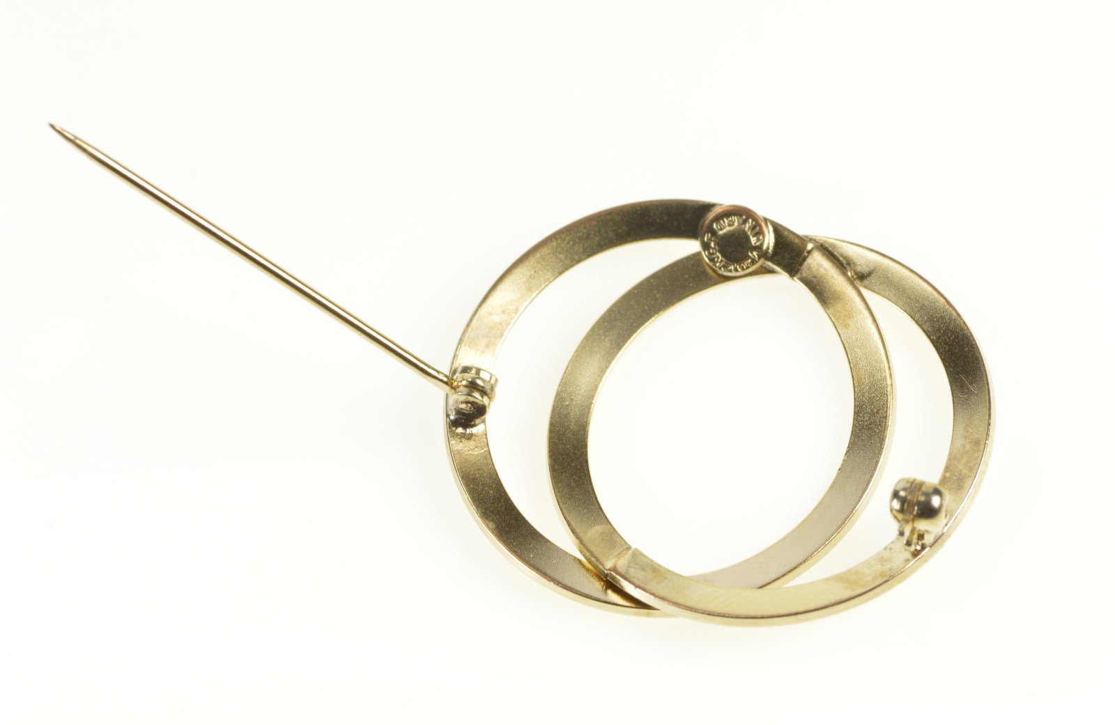 Gold Filled Retro Two Interlocking Circles Statement Pin/Brooch ...