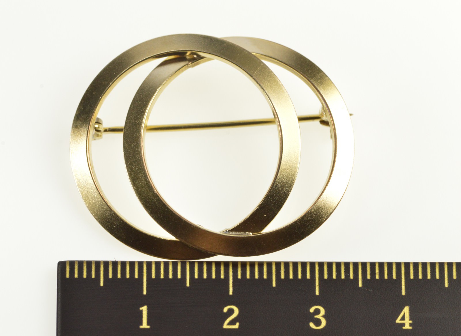 Gold Filled Retro Two Interlocking Circles Statement Pin/Brooch ...