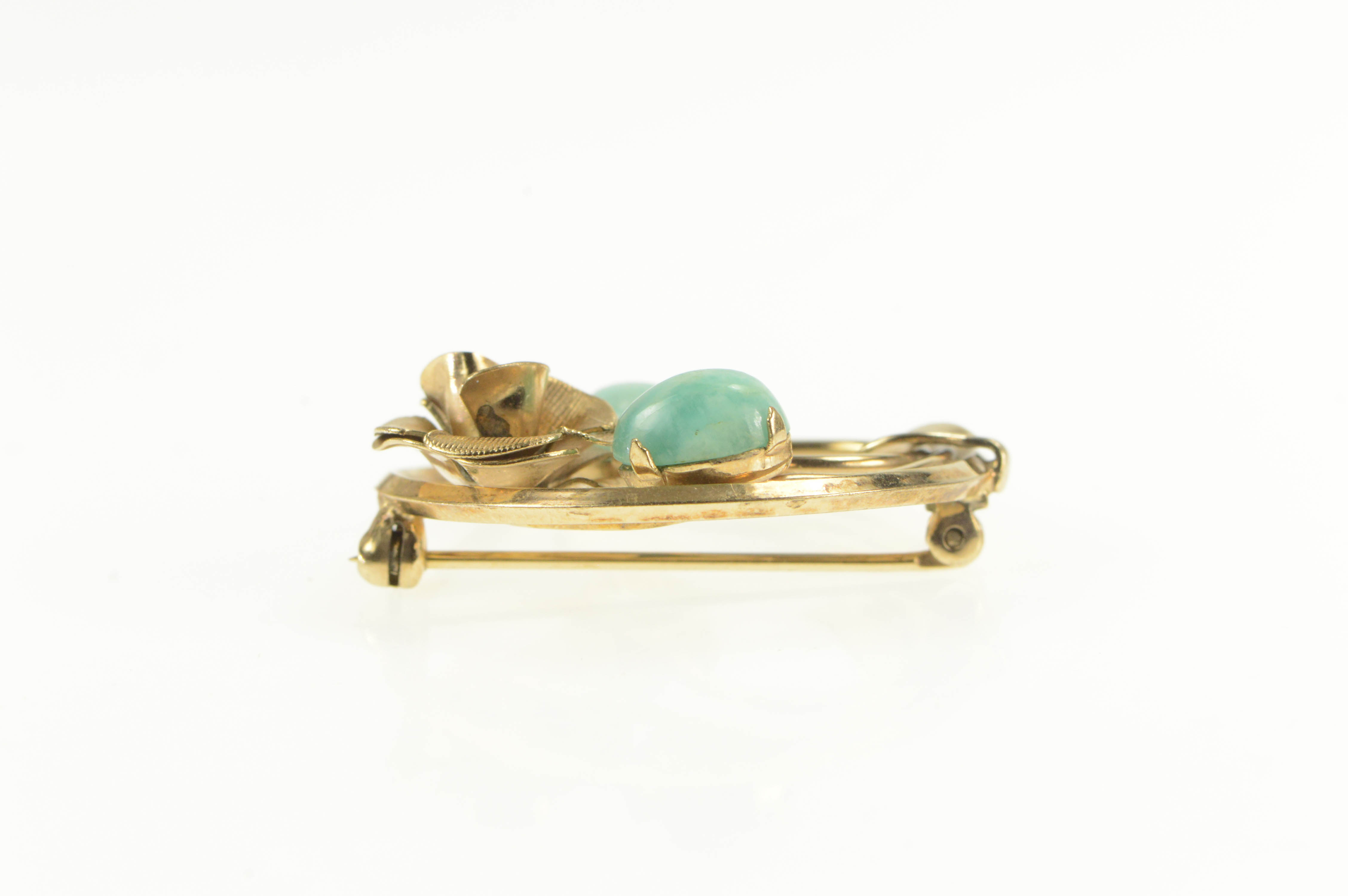 Gold Filled Round Retro Larimar Floral Swirl Circle Pin/Brooch ...
