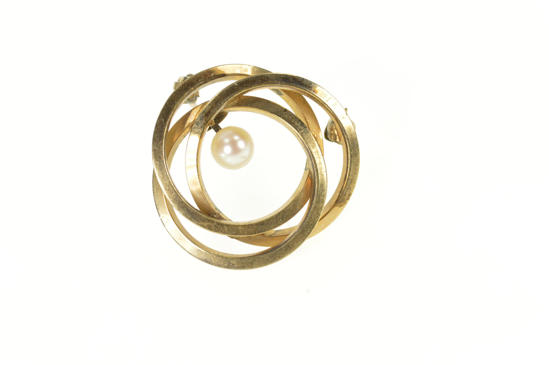 Gold Filled Squared Interlocking Circle Pearl Statement Pin/Brooch ...