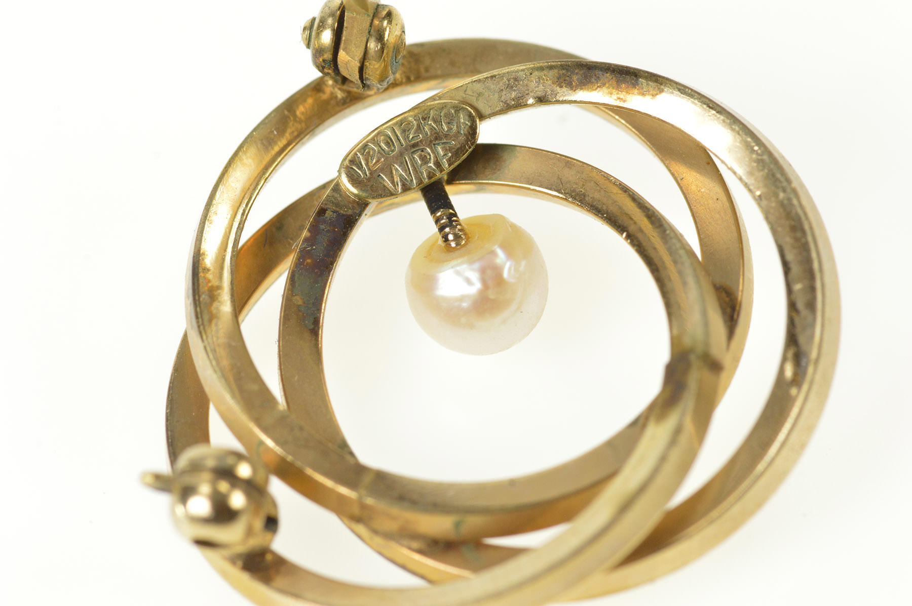 Gold Filled Squared Interlocking Circle Pearl Statement Pin/Brooch ...