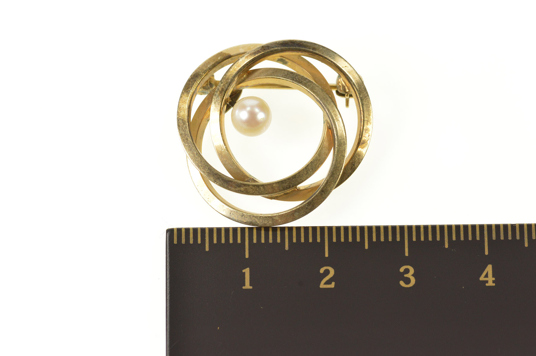 Gold Filled Squared Interlocking Circle Pearl Statement Pin/Brooch ...