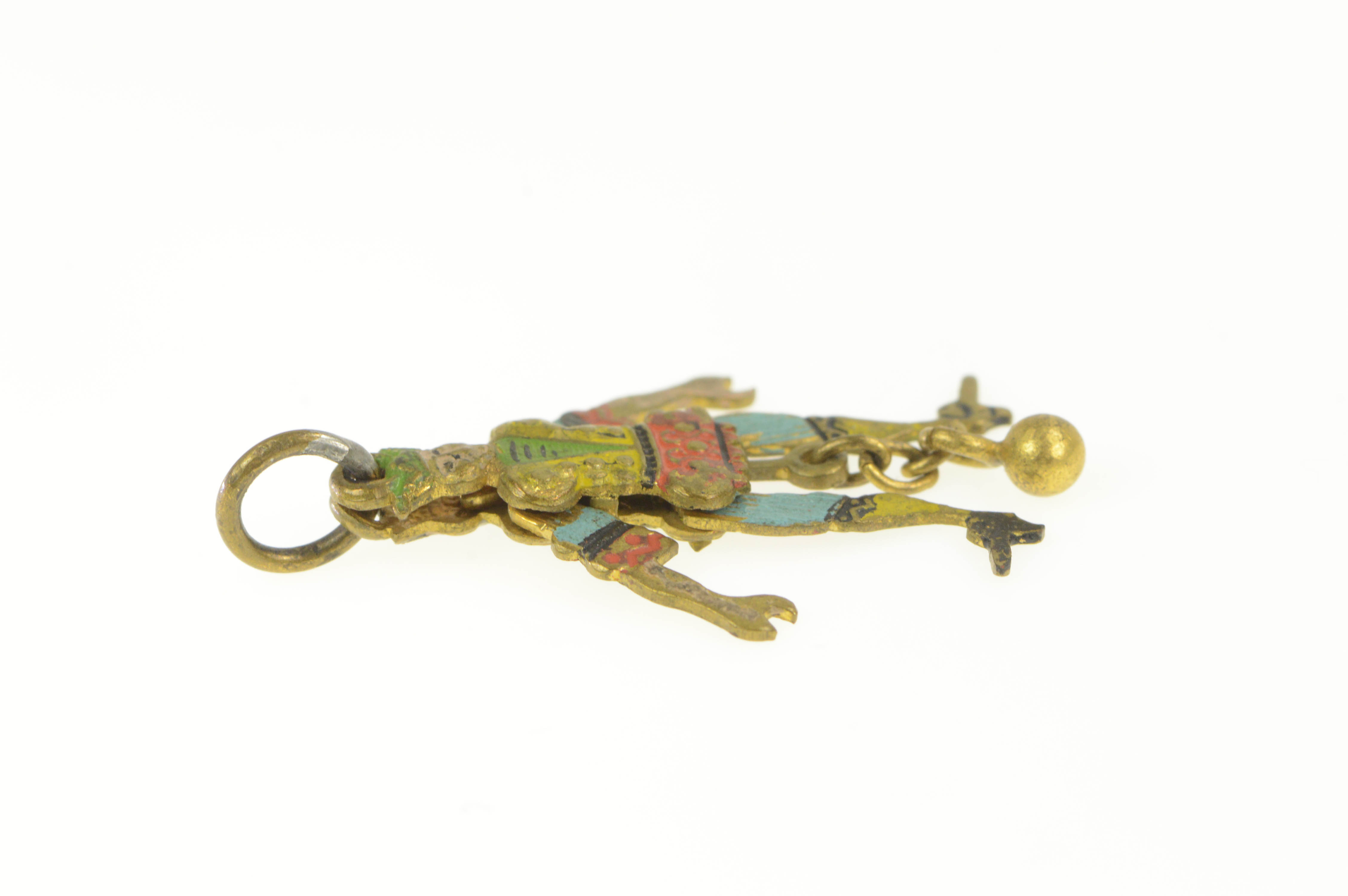 Gold Filled Victorian Articulated Pull Chain Enamel Marionette Charm ...