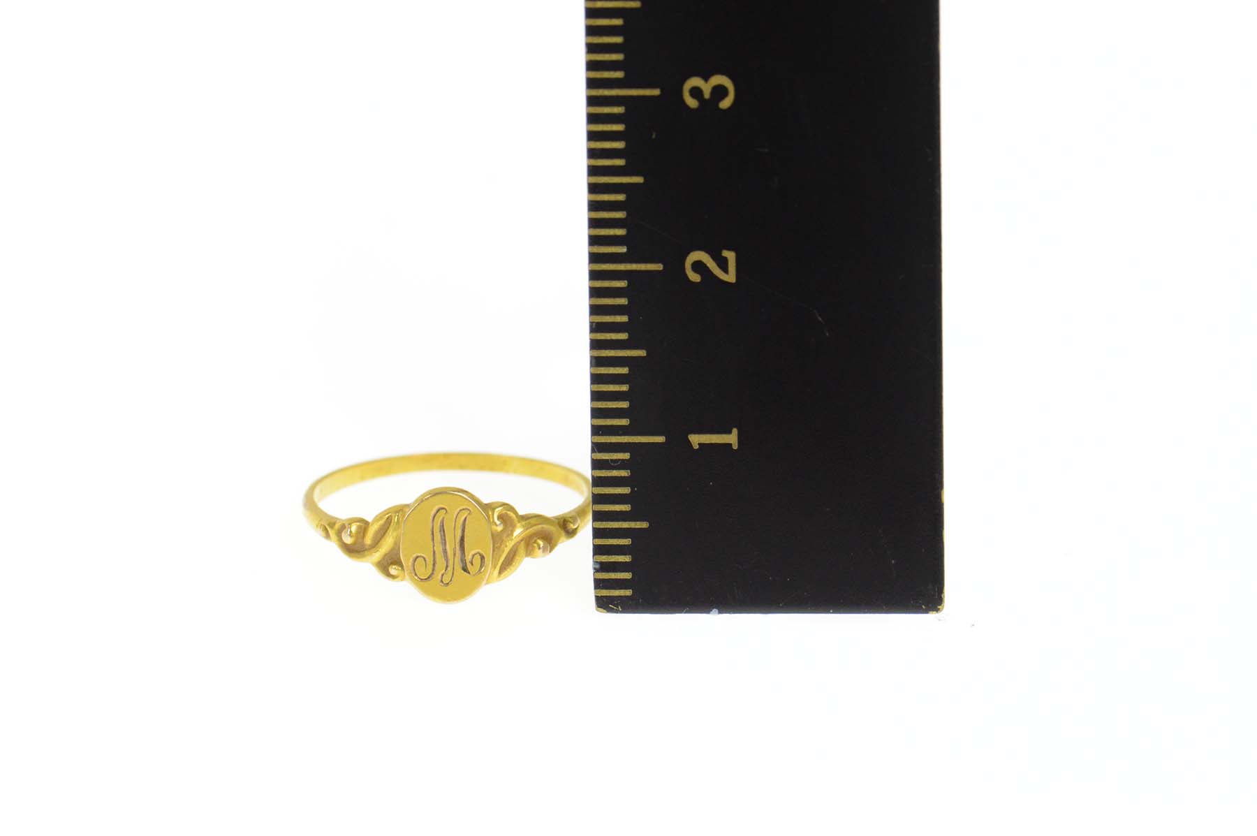Gold Filled Victorian M Etched Monogram Letter Initial Ring, Size 5.25 ...