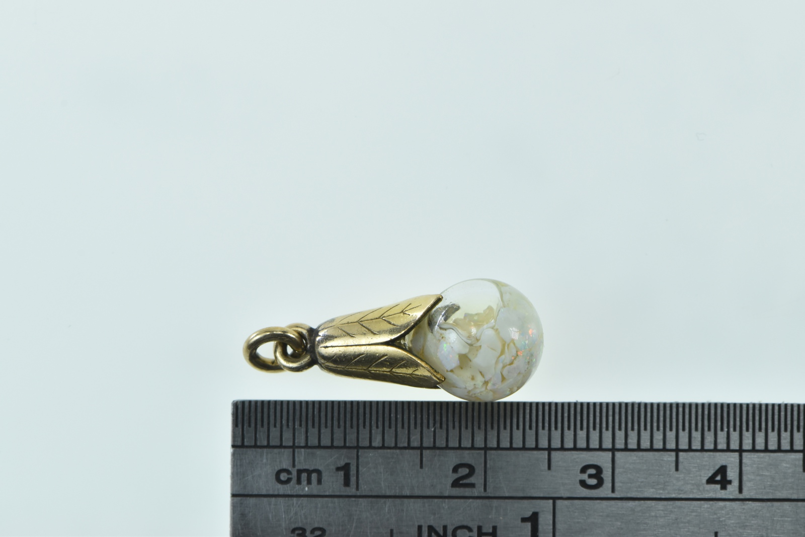 Gold Filled Vintage Chip Opal Ball Sphere Leaf Charm/Pendant | Property ...
