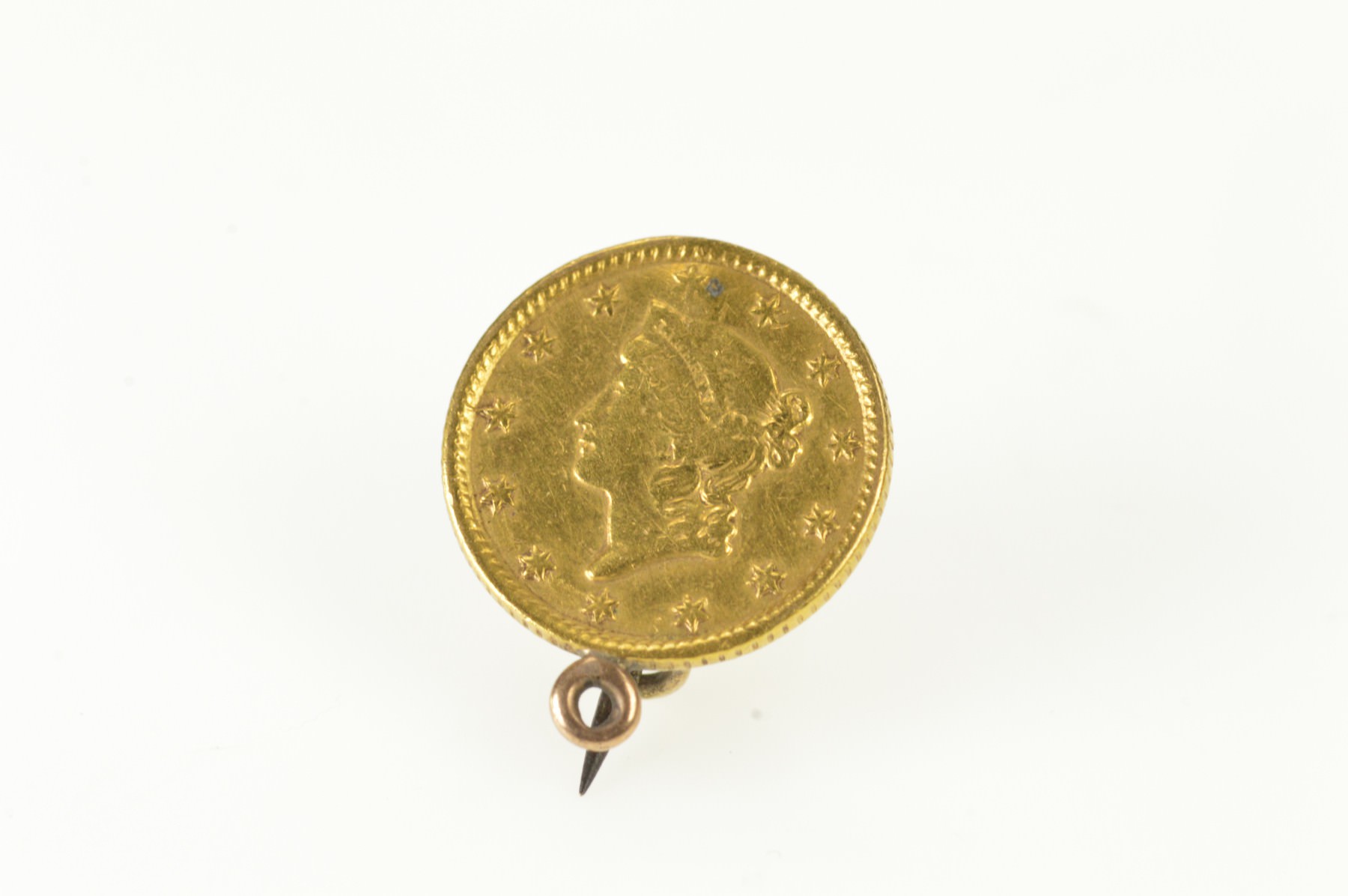 K 1854 $1 One Dollar Liberty Head Coin Lapel Yellow Gold Pin/Brooch ...