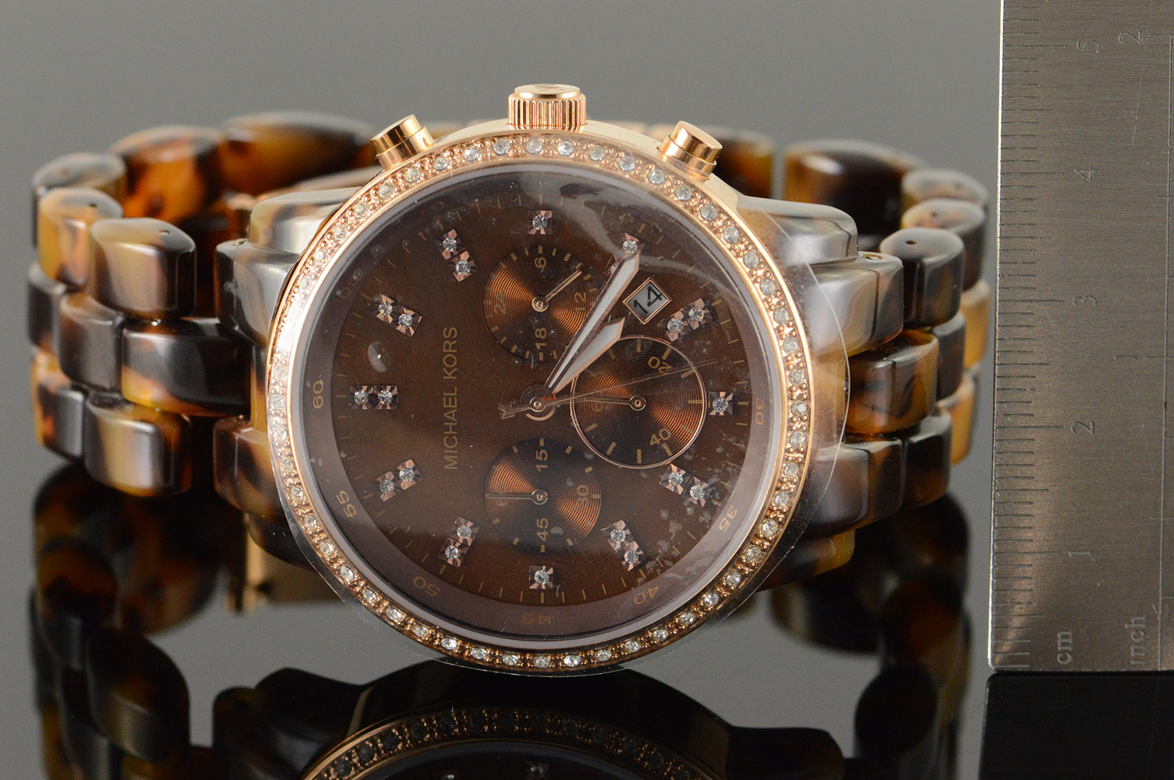 Michael Kors 42mm Acrylic Faux Tortoise Crystal MK5366 Watch - Women's | Property Room