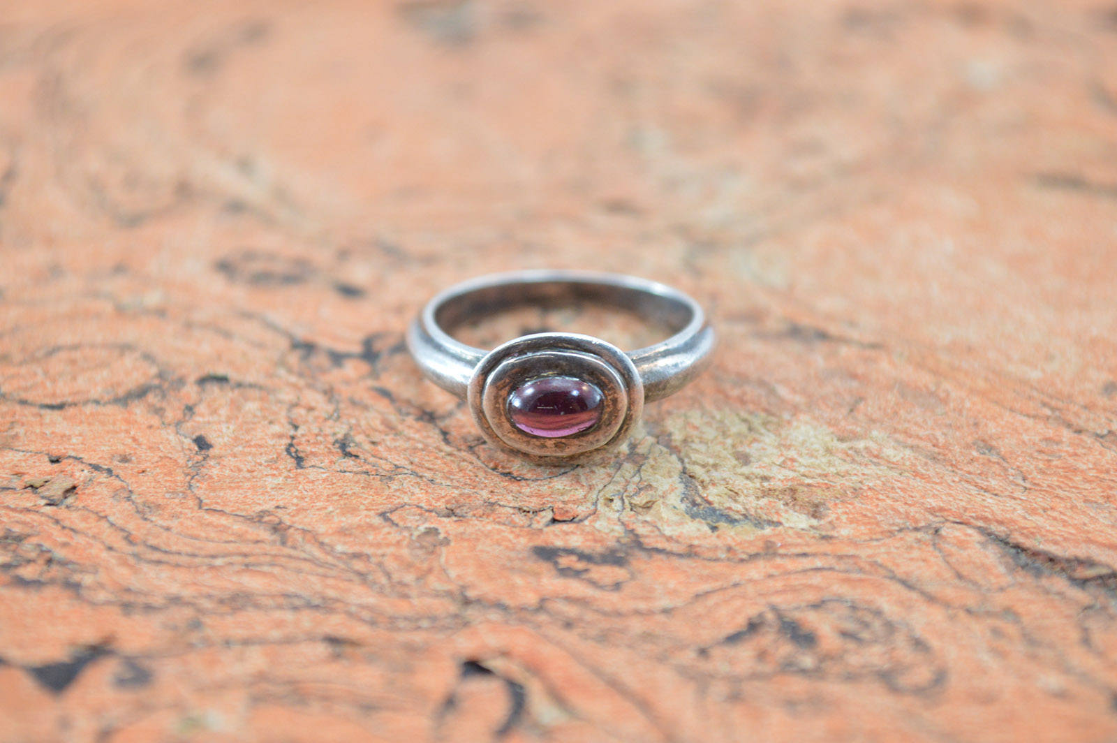 Modern Bezel Set Magenta Stone Ring Size 6 Sterling Silver 3.5g Vintage ...