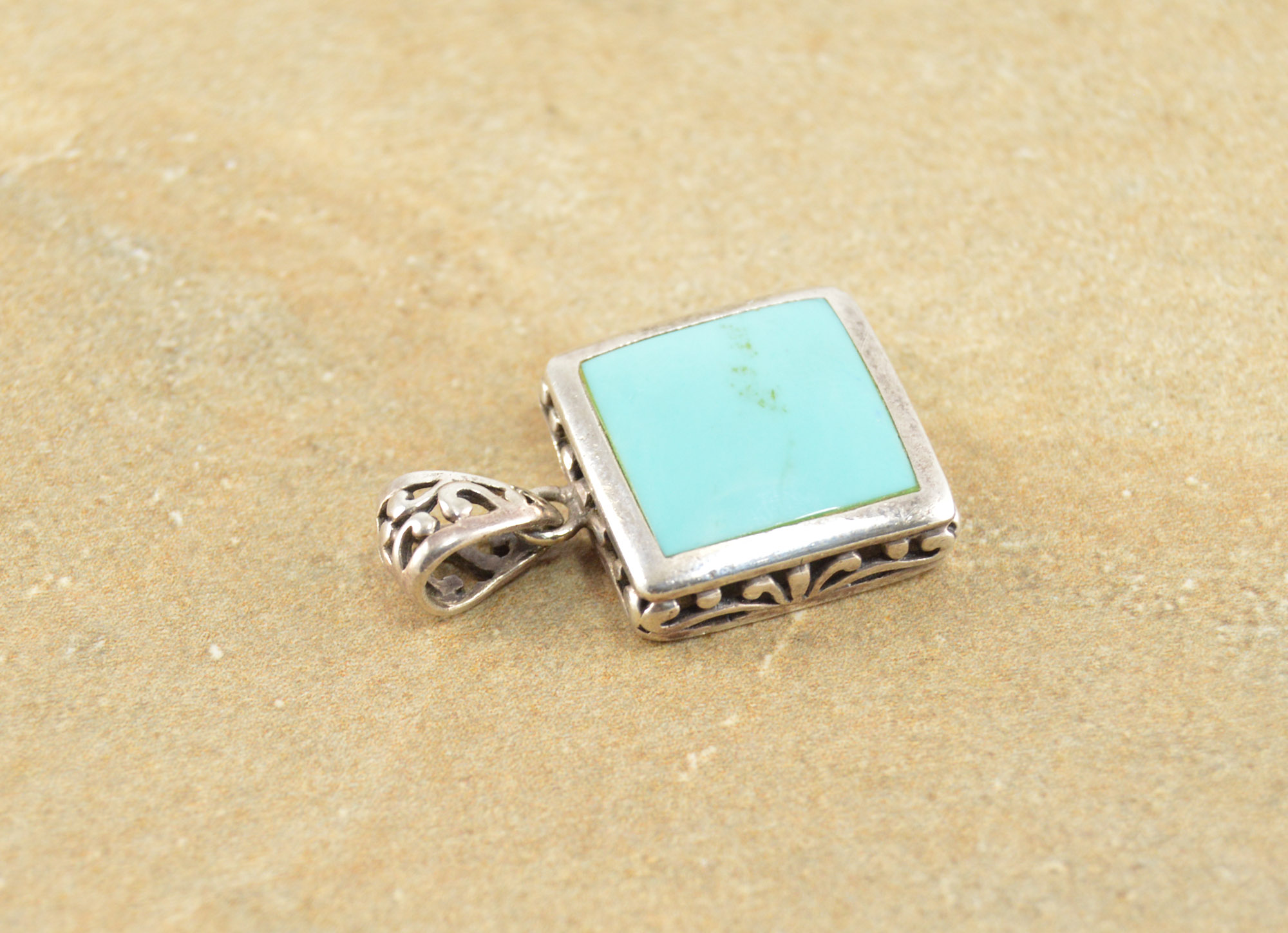 Modern Blue Square Inlay Filigree Pendant Sterling Silver 5g | Property ...