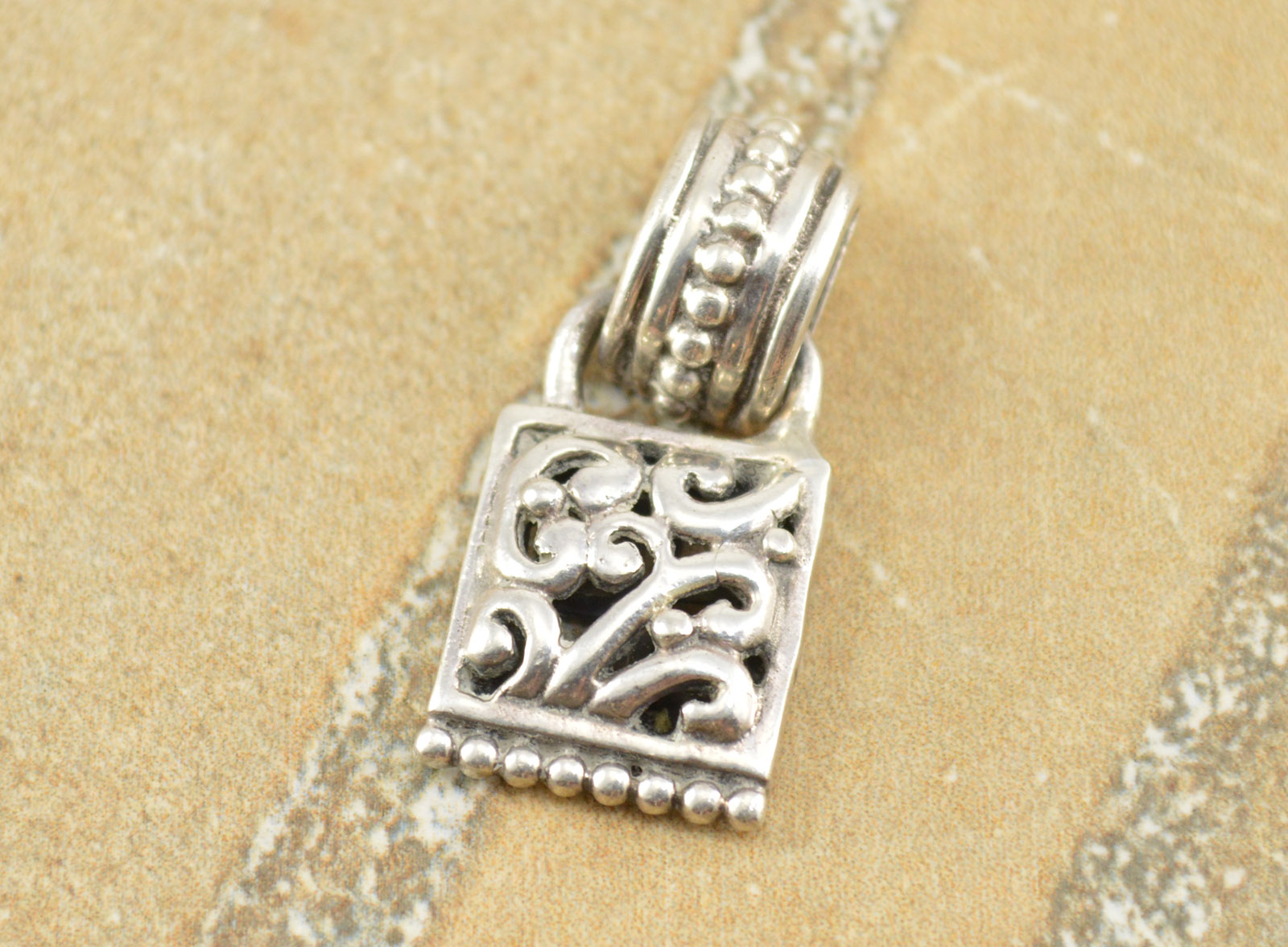 Modern Curvy Scroll Filigree Dot Design Trim Pendant Sterling Silver 5 ...