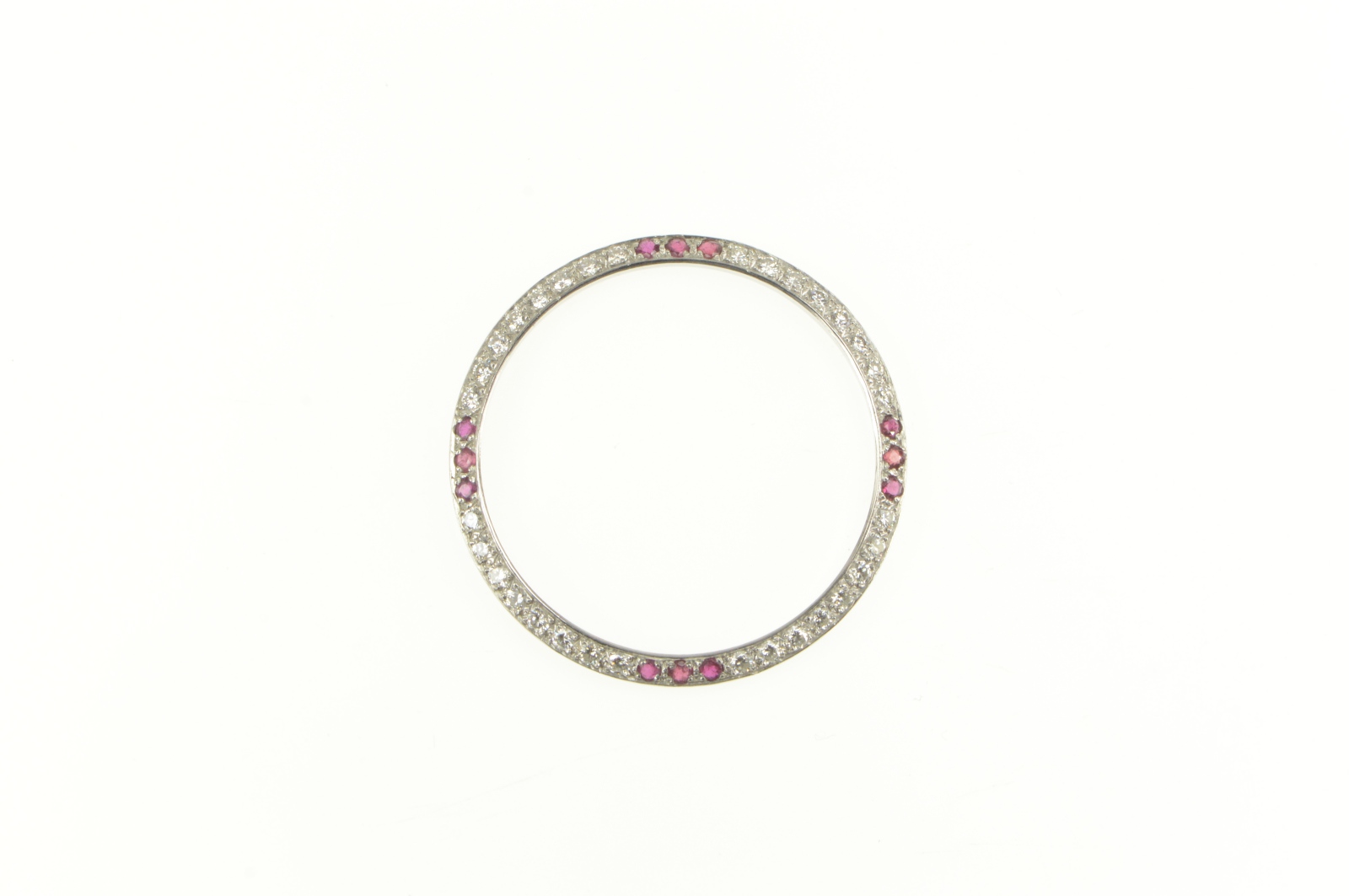 Platinum 0.90 Ctw Ruby Diamond Encrusted Watch Bezel | Property Room