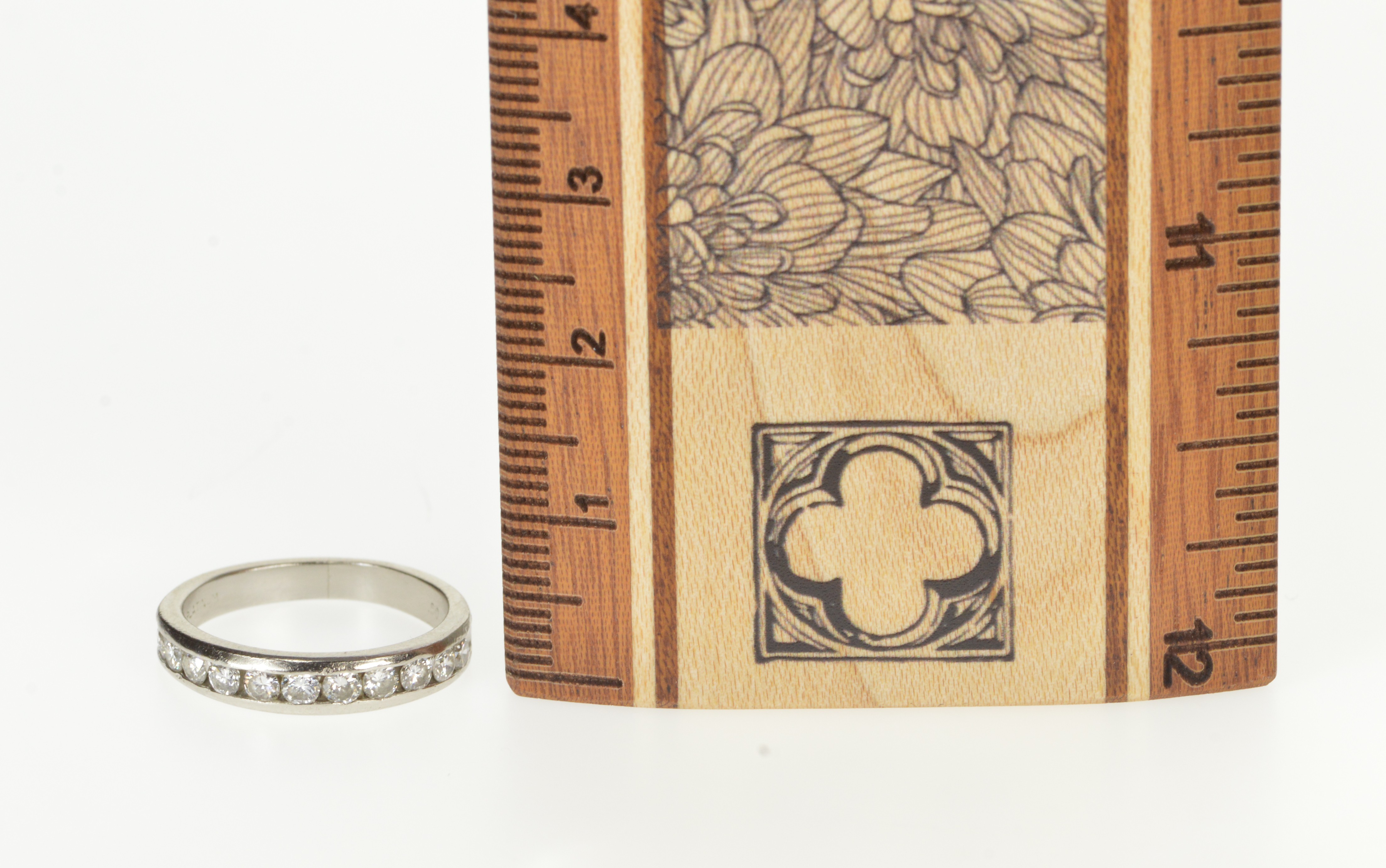 Platinum Channel Inset Classic Diamond Wedding Band Ring, Size 4.5 ...