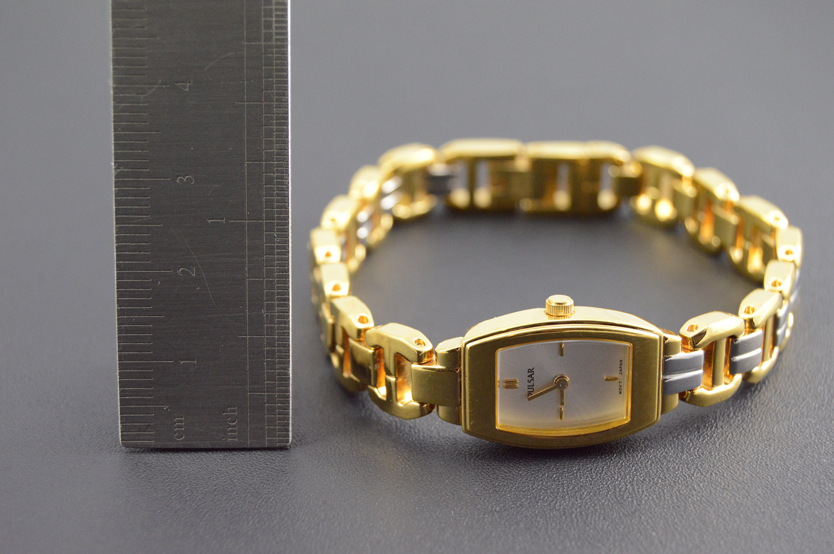 Pulsar Gold Plated Stainless Steel Rounded Rectangular 15x10.8mm Face ...