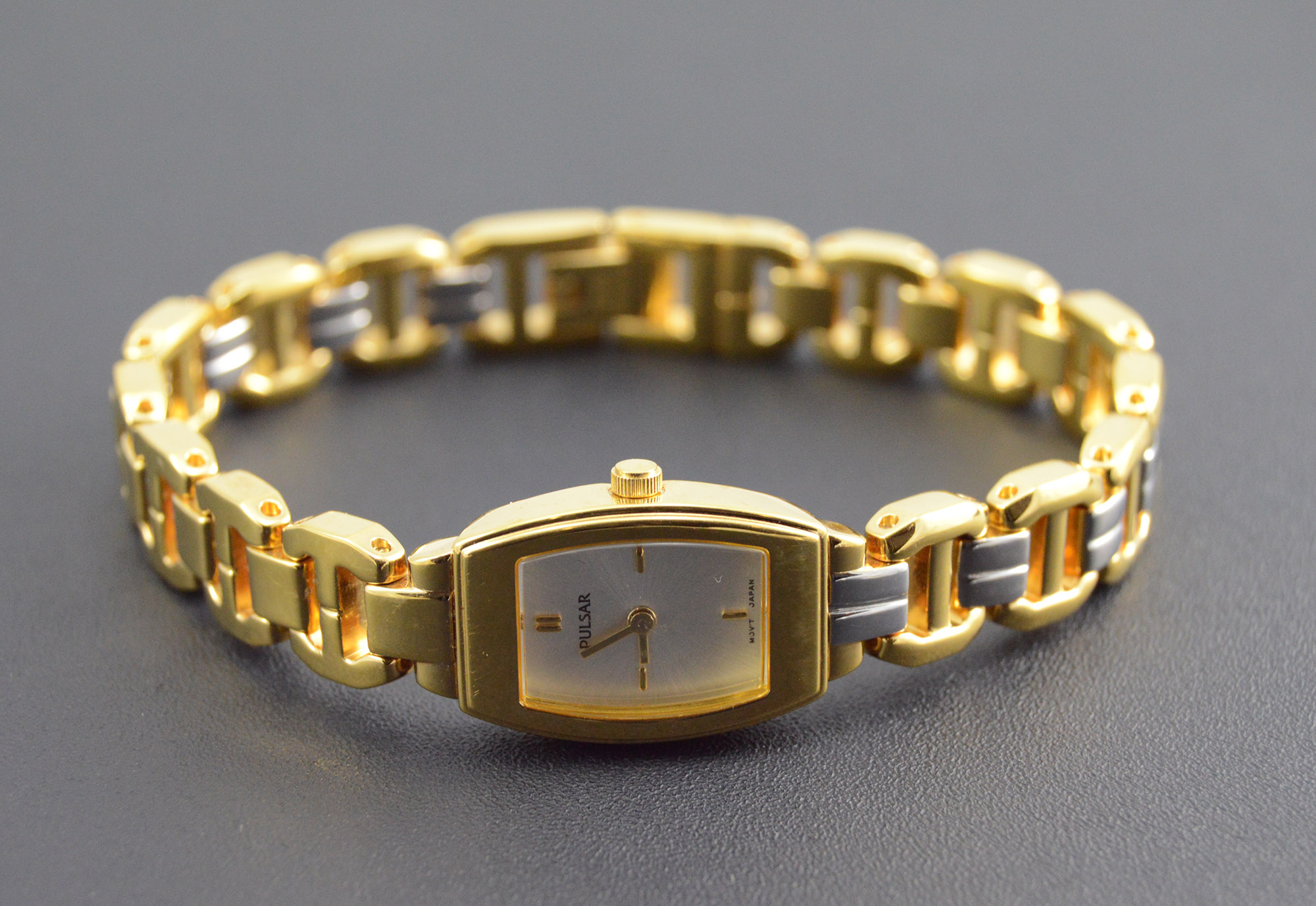 Pulsar Gold Plated Stainless Steel Rounded Rectangular 15x10.8mm Face ...