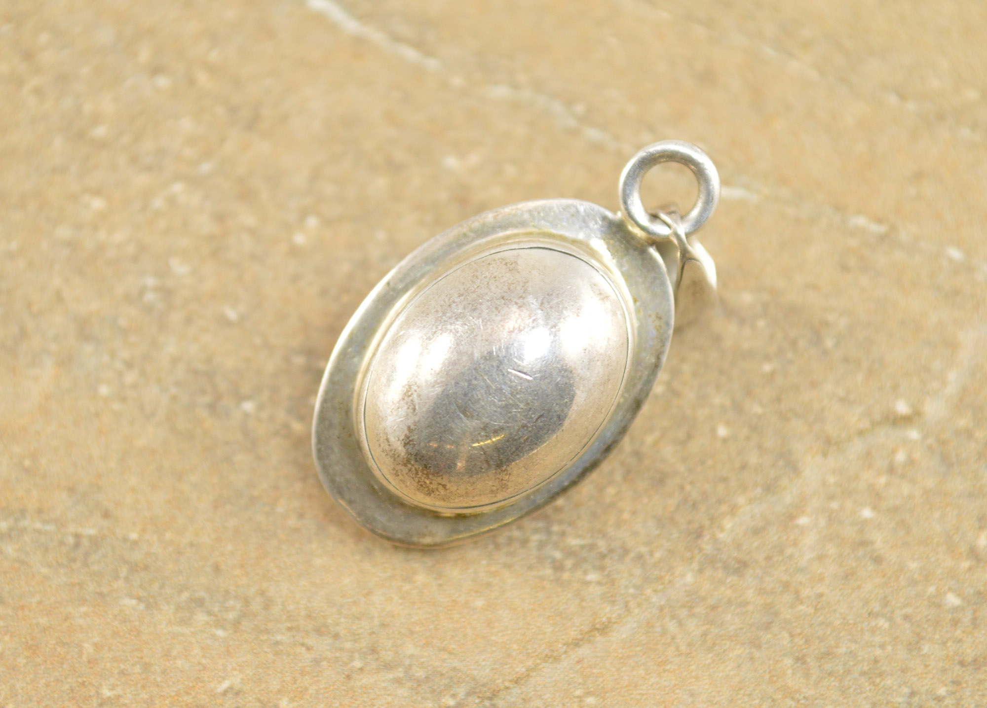 Rounded Oval Bezel Design Modern Pendant Sterling Silver 8.3g ...