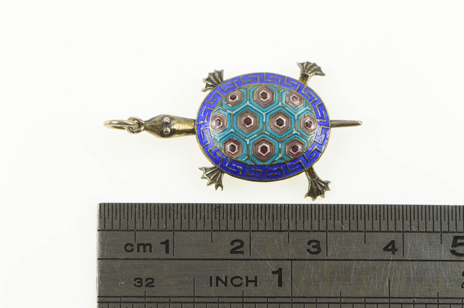 Silver Articulated Enamel Box Turtle Artisan Animal Charm/Pendant ...
