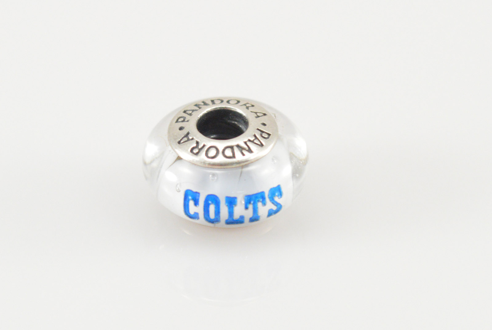 Solid Silver Indianapolis Colts White Blue Letter Glass Pandora Bead ...
