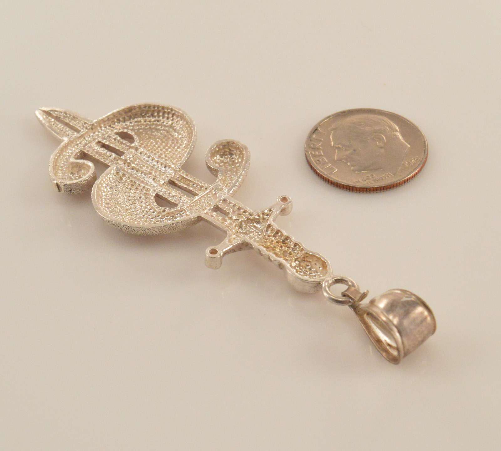 Solid Silver Sword/Dollar Sign Matte Finish Sterling Charm/Pendant 6.5g ...