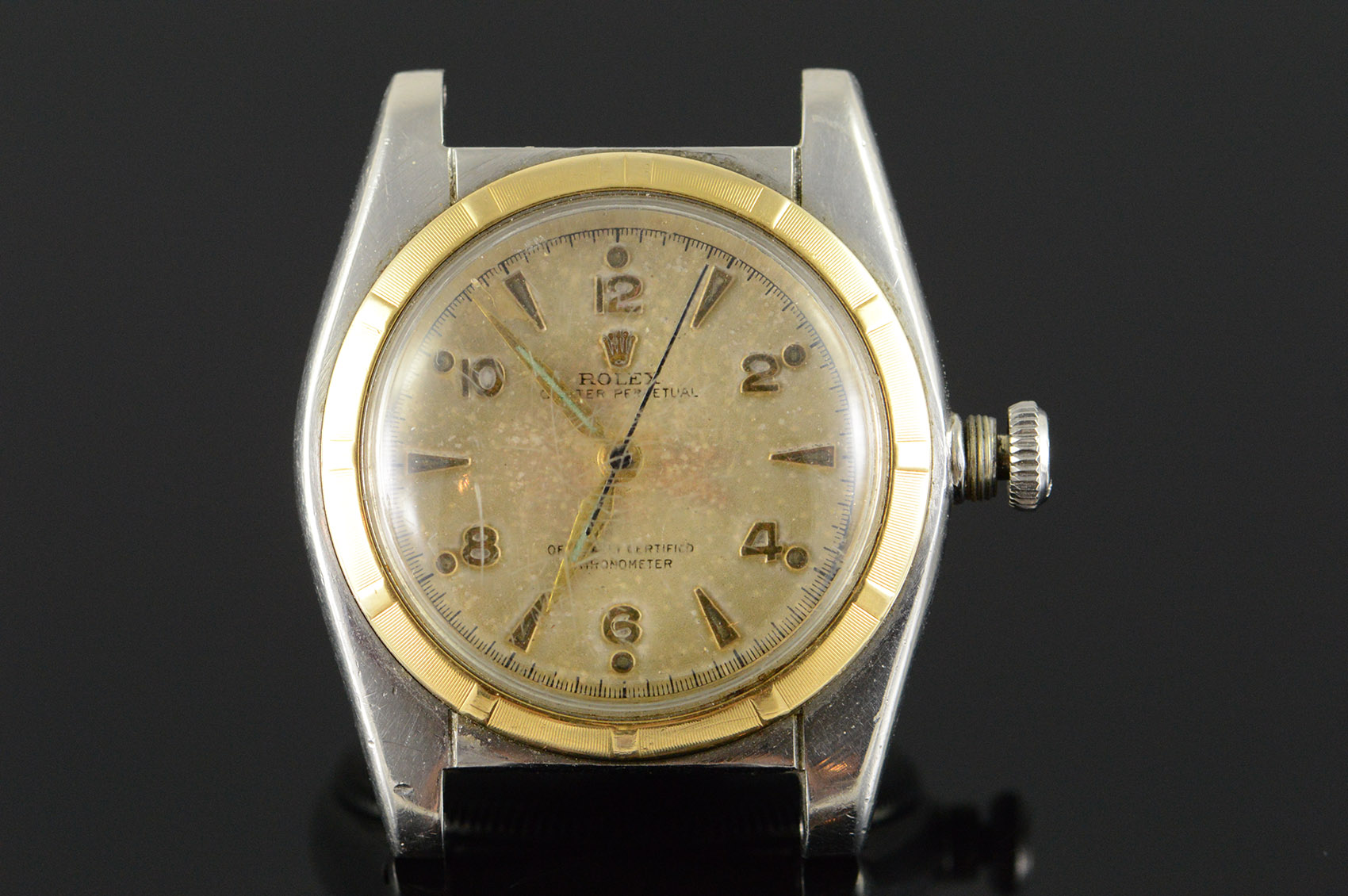 Stainless / 14K 63.5g 1949 31mm Rolex Bubbleback Model 5011 Vintage Men ...