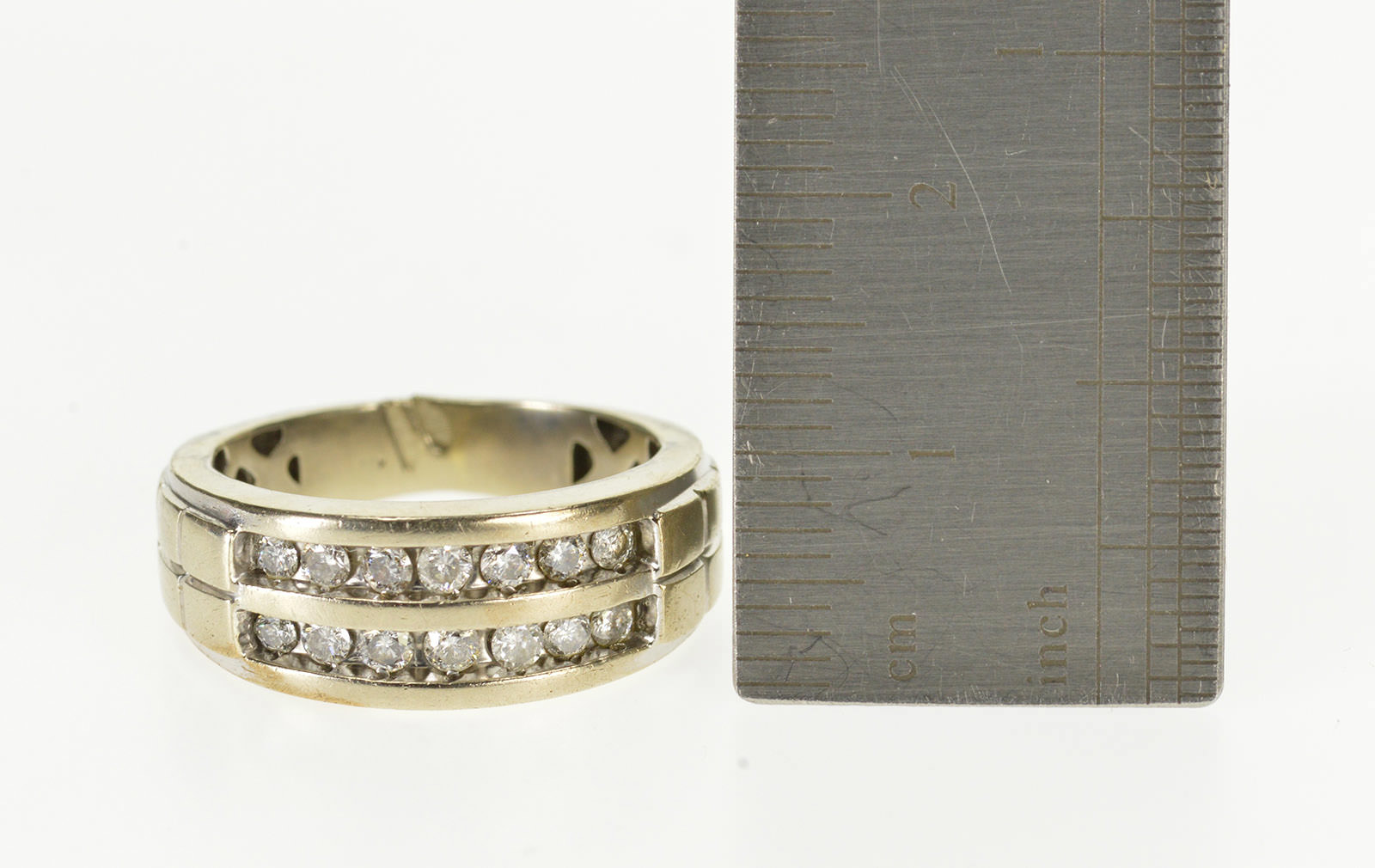 Starts @ Cost - 10K 0.42 Ctw Channel Inset Diamond Wedding Band White ...