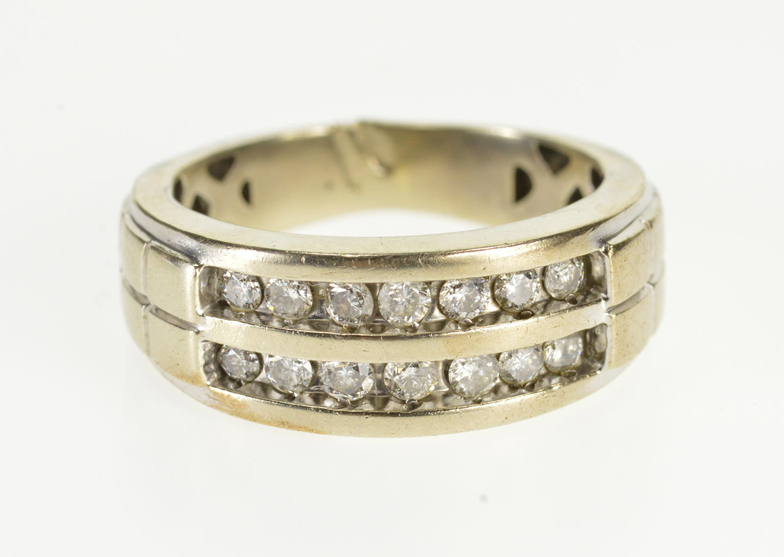 Starts @ Cost - 10K 0.42 Ctw Channel Inset Diamond Wedding Band White ...