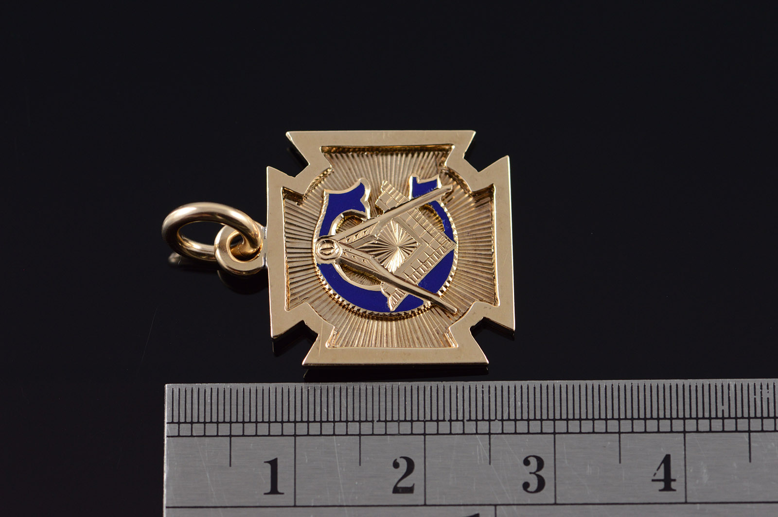 Starts @ Cost - 10K Blue Enamel Mason Masonic Compass Yellow Gold Charm ...