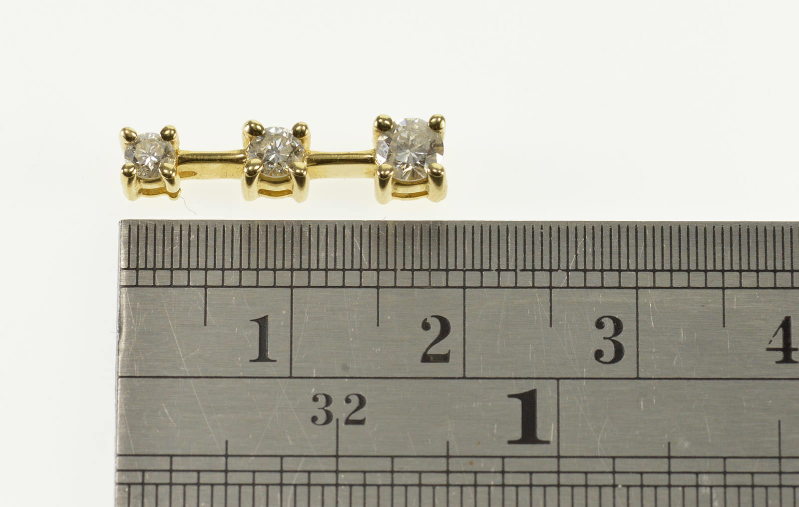 Starts @ Cost - 14K 0.36 Ctw Graduated Tiered Diamond Inset Bar Yellow ...