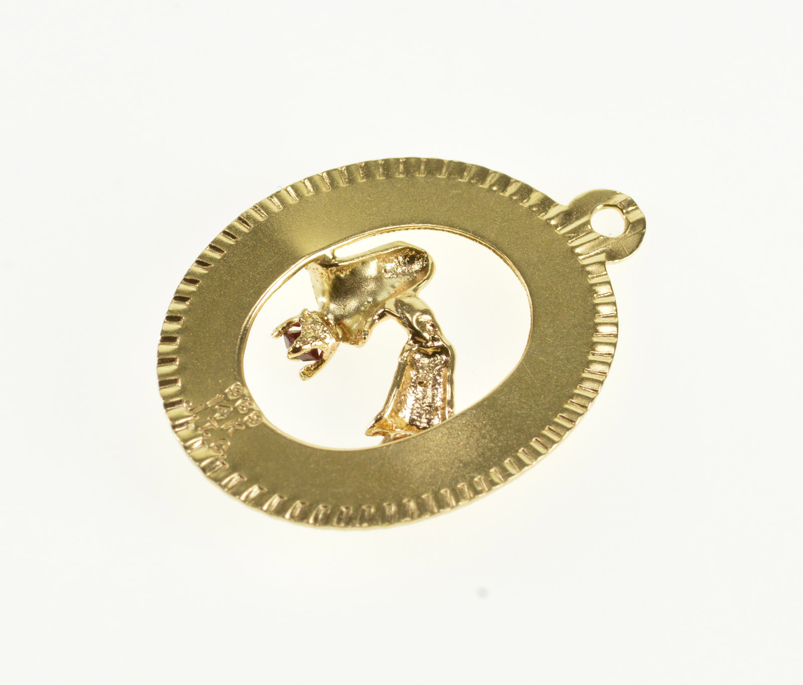 Starts @ Cost - 14K Happy Anniversary Garnet Wedding Bell Yellow Gold ...