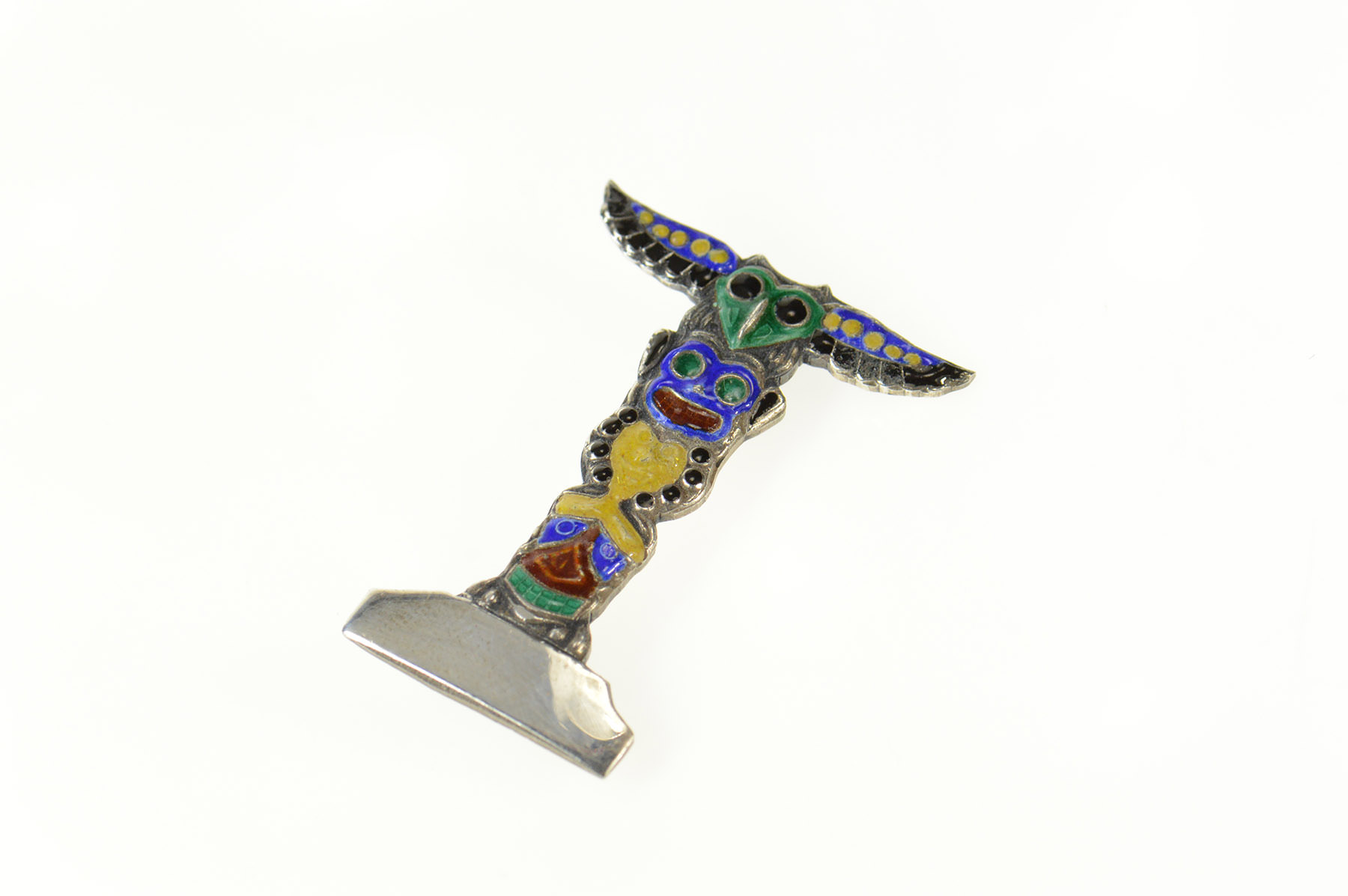 Sterling Hawaiian Tiki Enamel Ornate Tower Pin/Brooch | Property Room