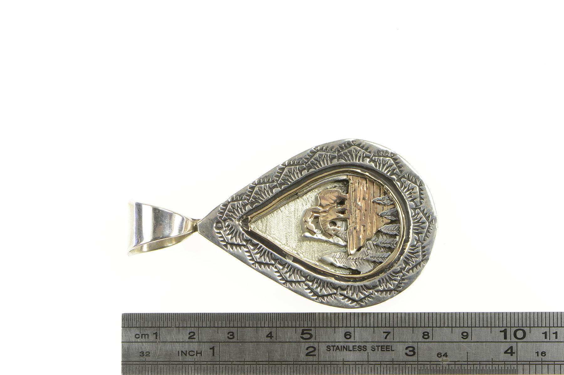 Sterling Silver 14K Gold Ray Tafoya Navajo Horse Shadow Box Pendant ...