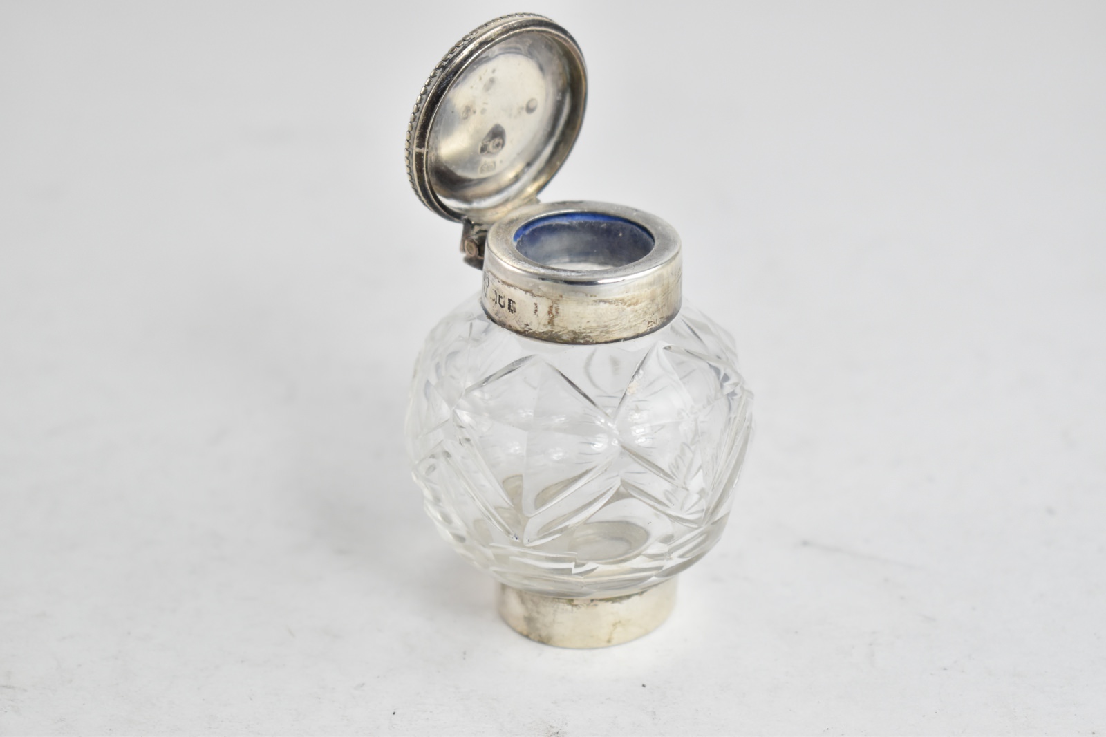 Sterling Silver 1904 Charles Stuart Harris London Cut Crystal Inkwell ...