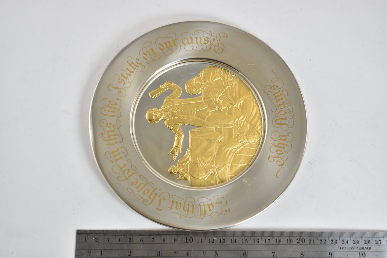 Sterling Silver 1974 Bicentennial Plate John Adams 24k Gold Plated ...