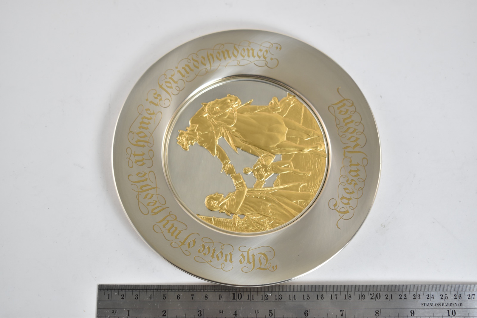 Sterling Silver 1975 Bicentennial Plate Caesar Rodney 24k Gold Plated ...