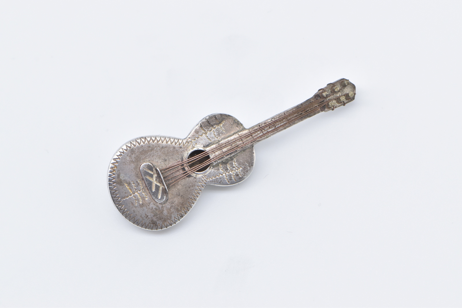 Sterling Silver 3D Articulated Guitar Musical Instrument Pin/Brooch ...