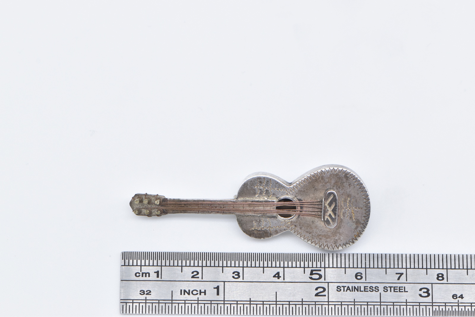 Sterling Silver 3D Articulated Guitar Musical Instrument Pin/Brooch ...