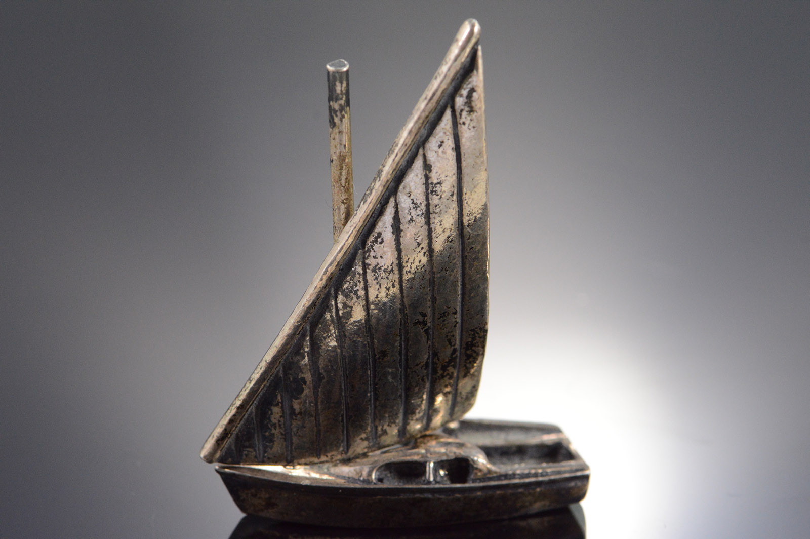 Sterling Silver 3D Large Sailboat Figure Sail Moves | Property Room