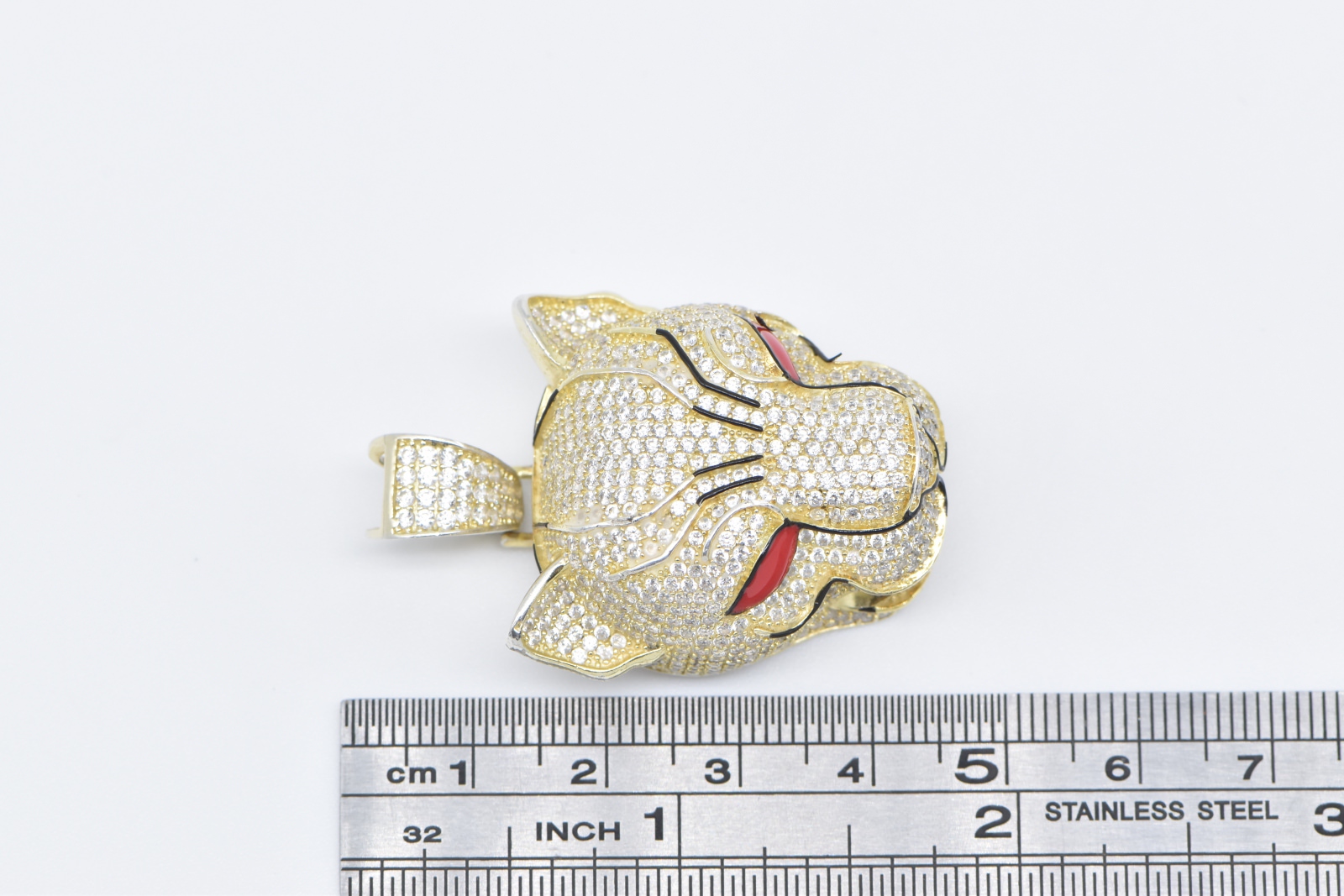 Sterling Silver 3D Puma Leopard Jaguar Enamel CZ Encrusted Pendant ...