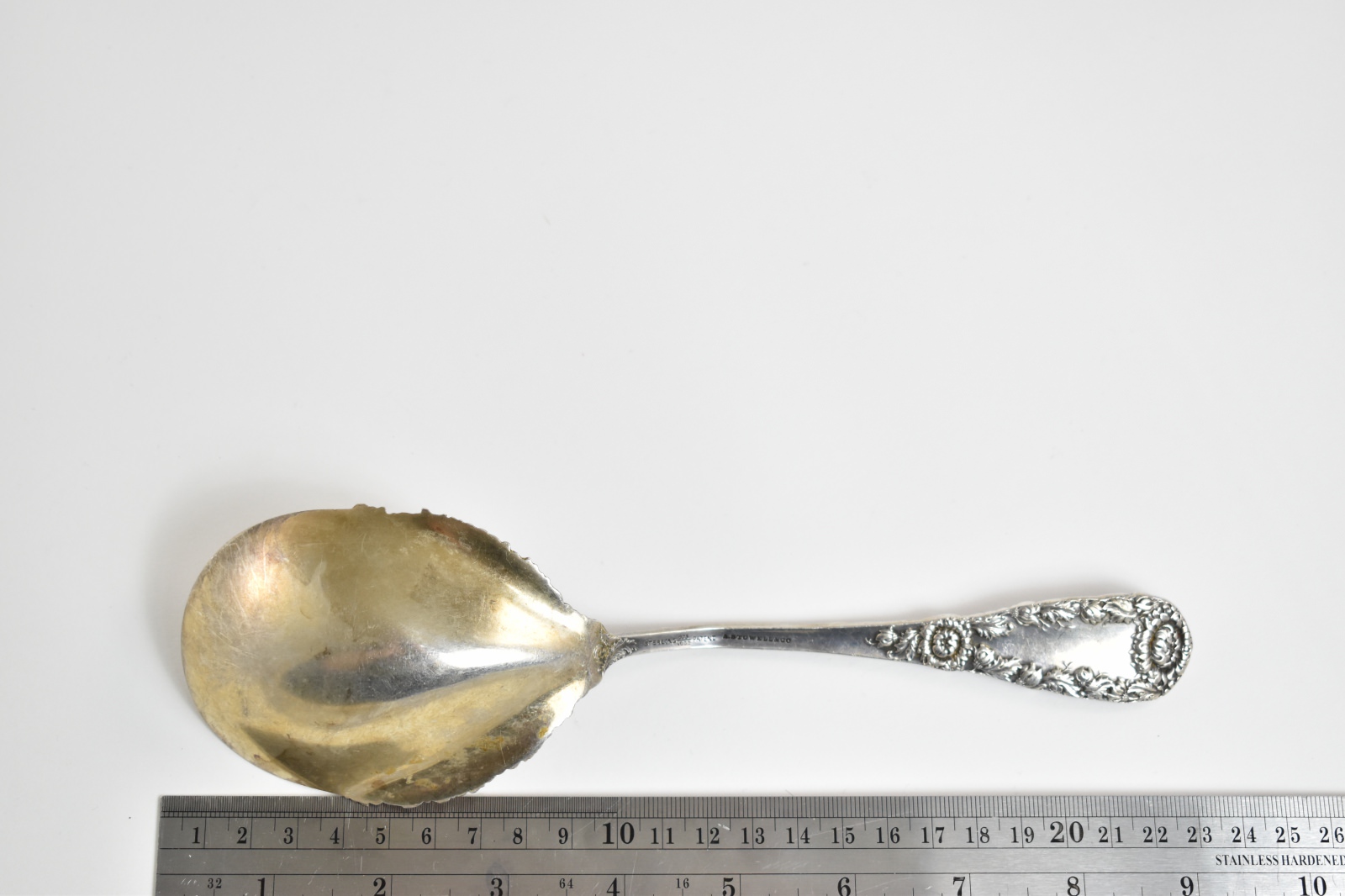 Sterling Silver A Stowell & Co. 1850's Floral Casserole Serving Spoon ...
