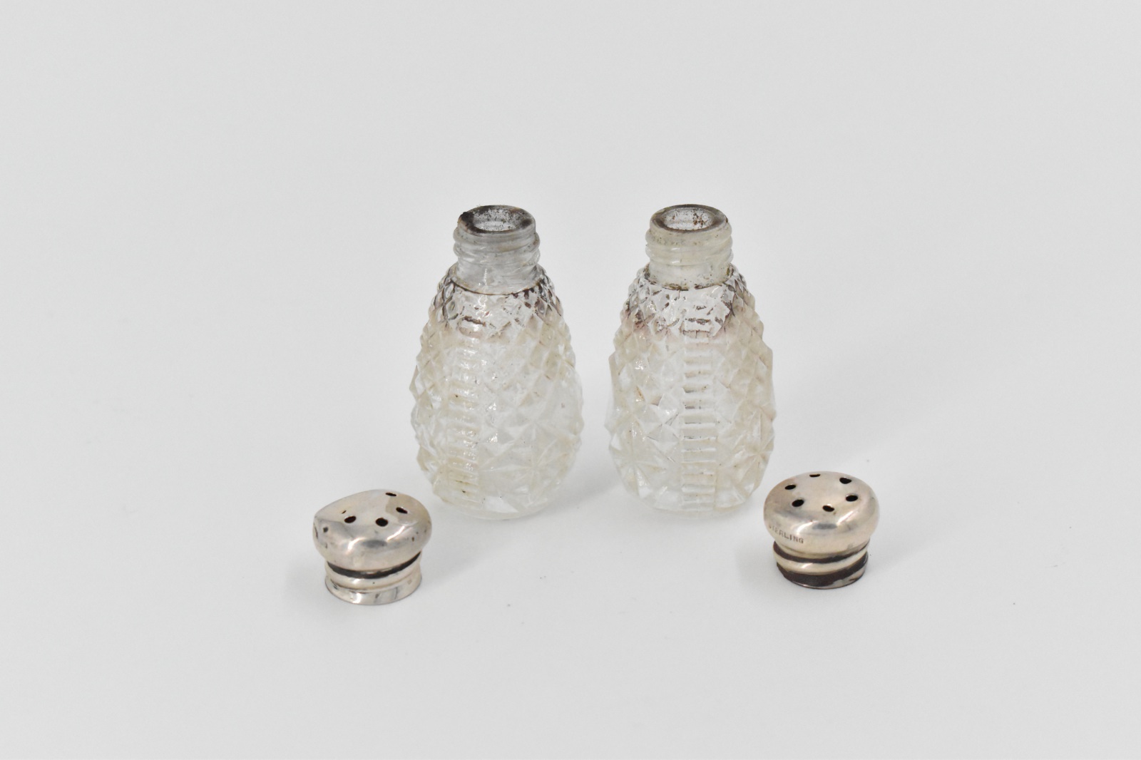 Sterling Silver Antique Cut Crystal Salt & Pepper Shaker Set (2 pcs ...